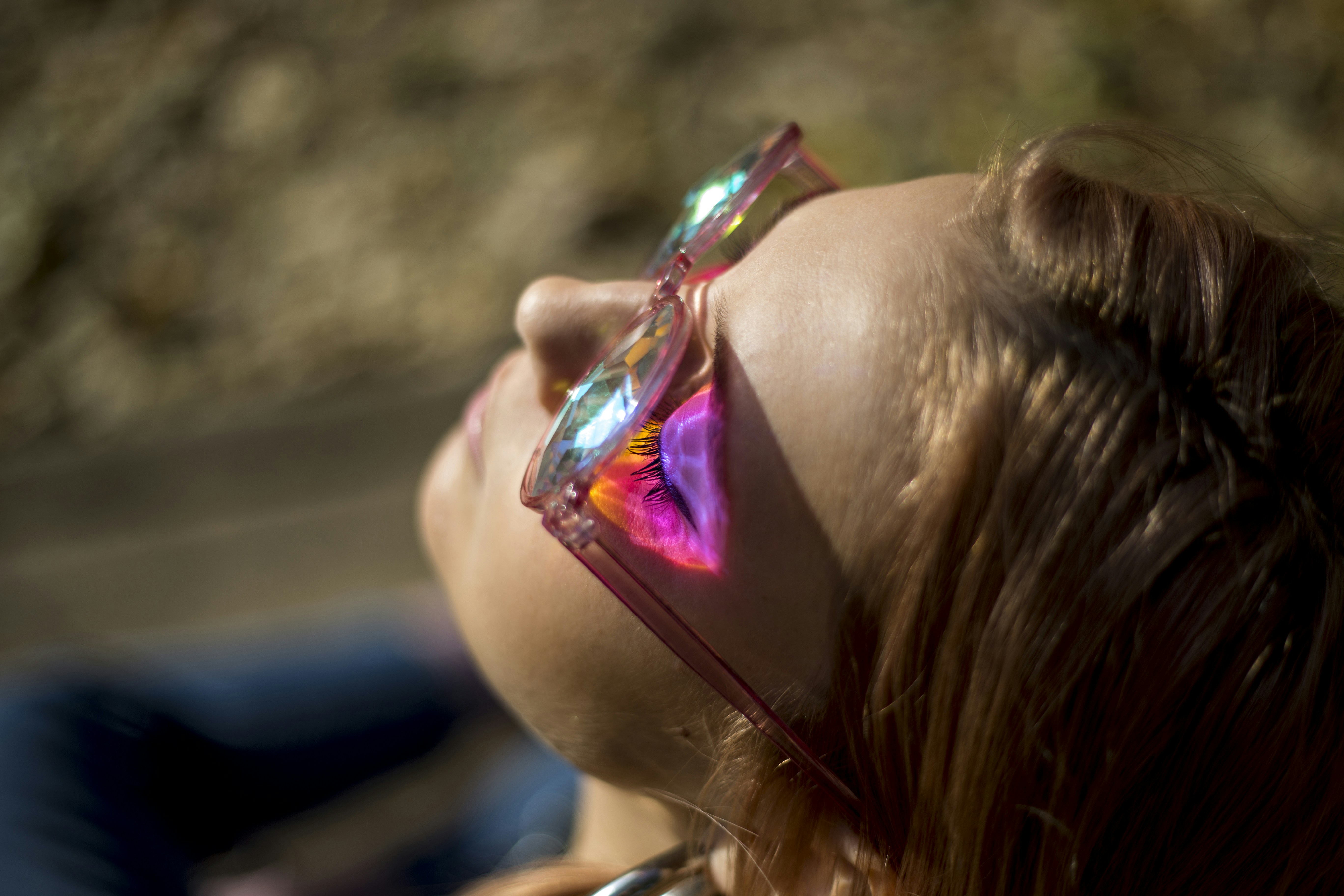 Reflected Color: A Glance Up from Under Sunglasses