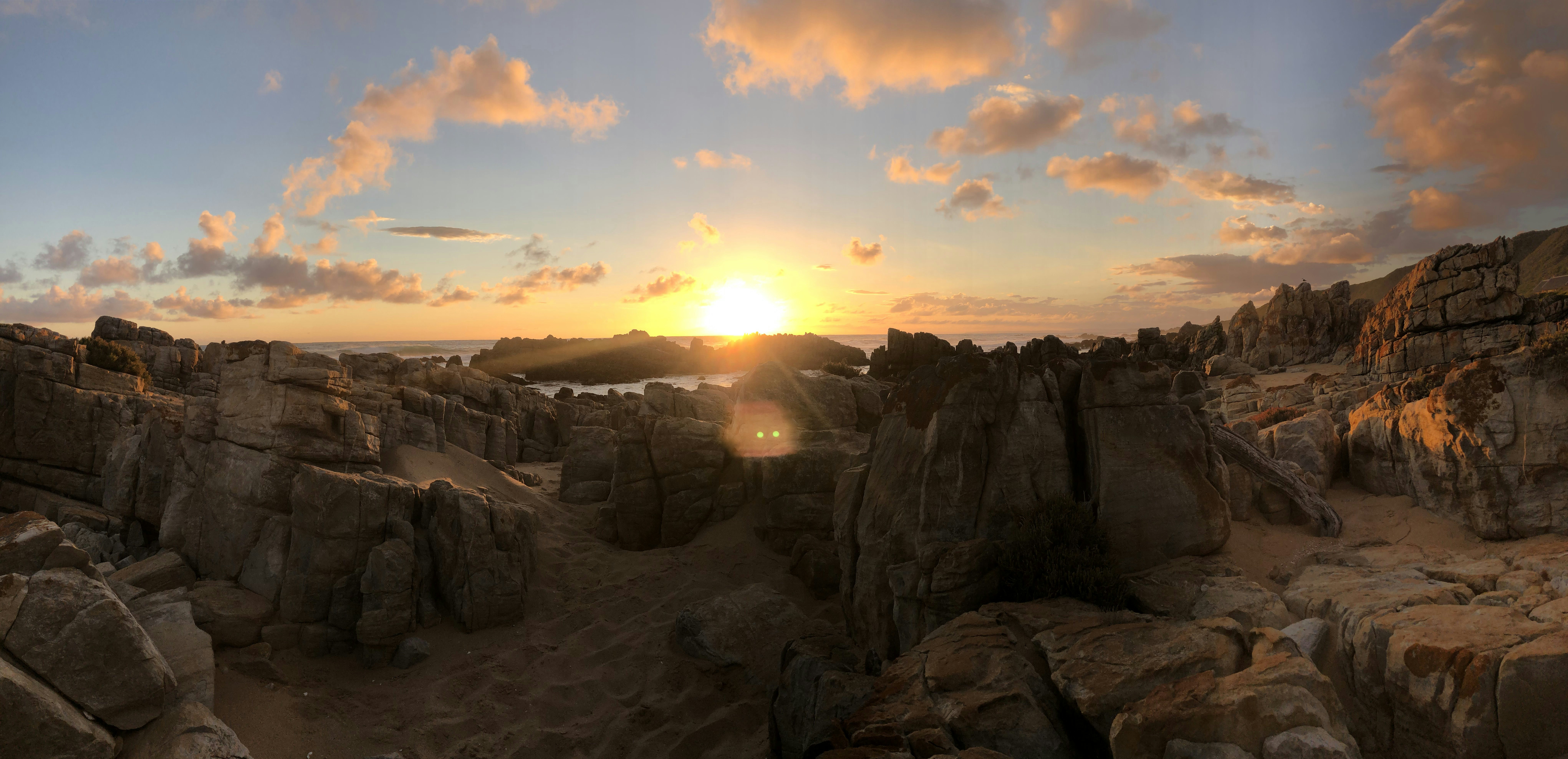 Sunset on the Granite Spine: Coastal Rocks at Dusk