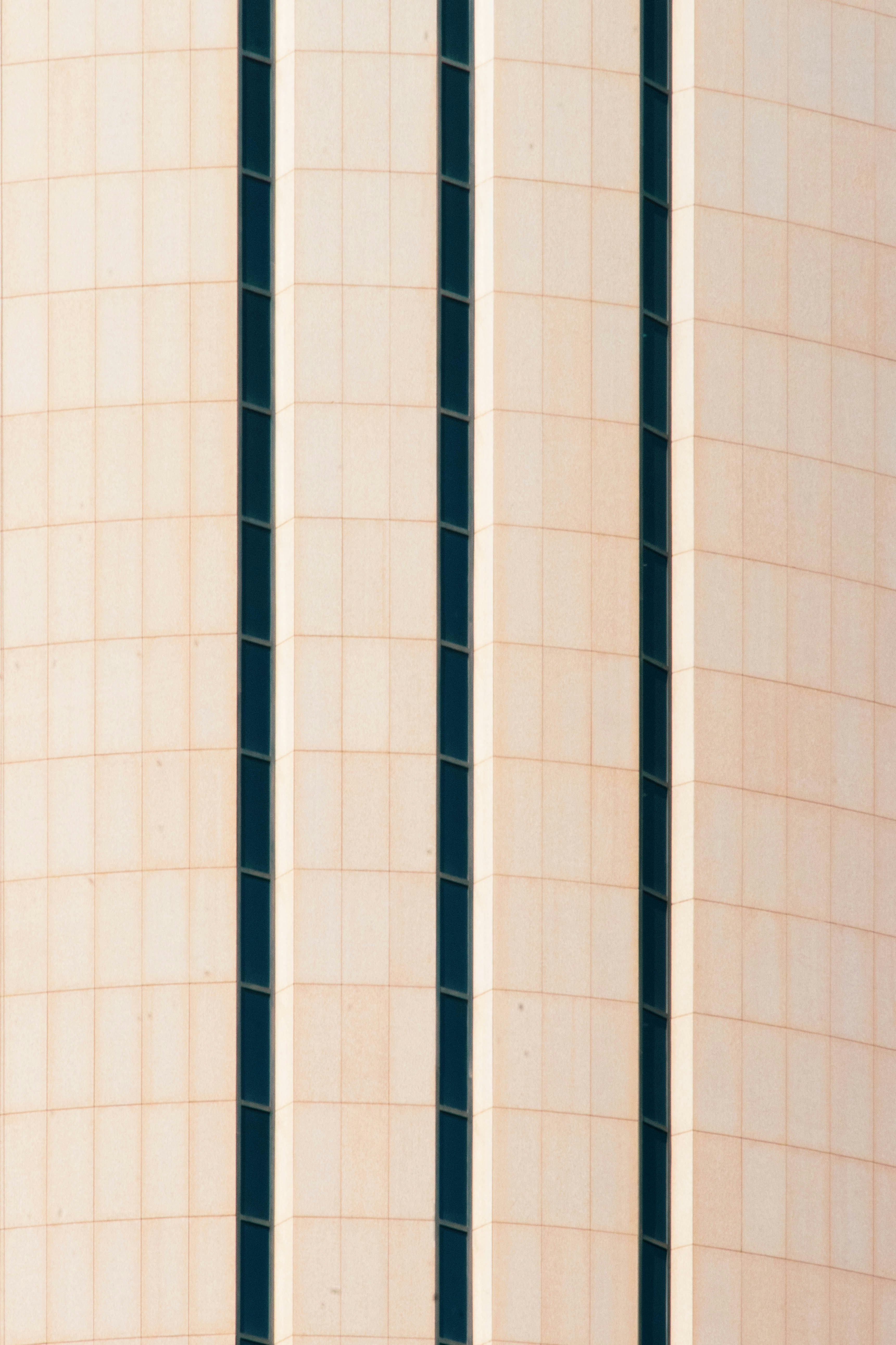 Trio of Midnight Strips on a Sunlit Facade