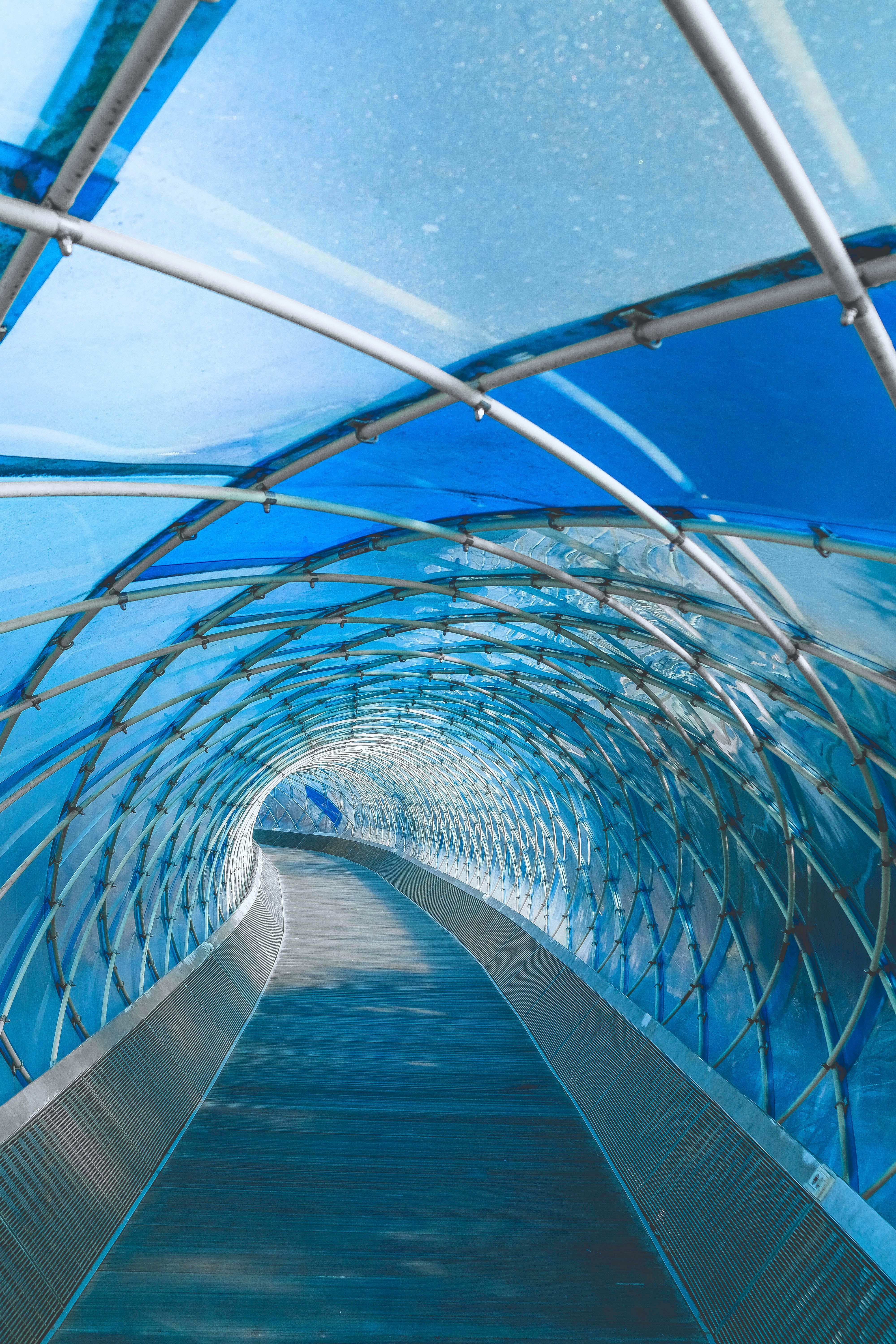Empty dome glass hallway photo – Free Blue Image on Unsplash