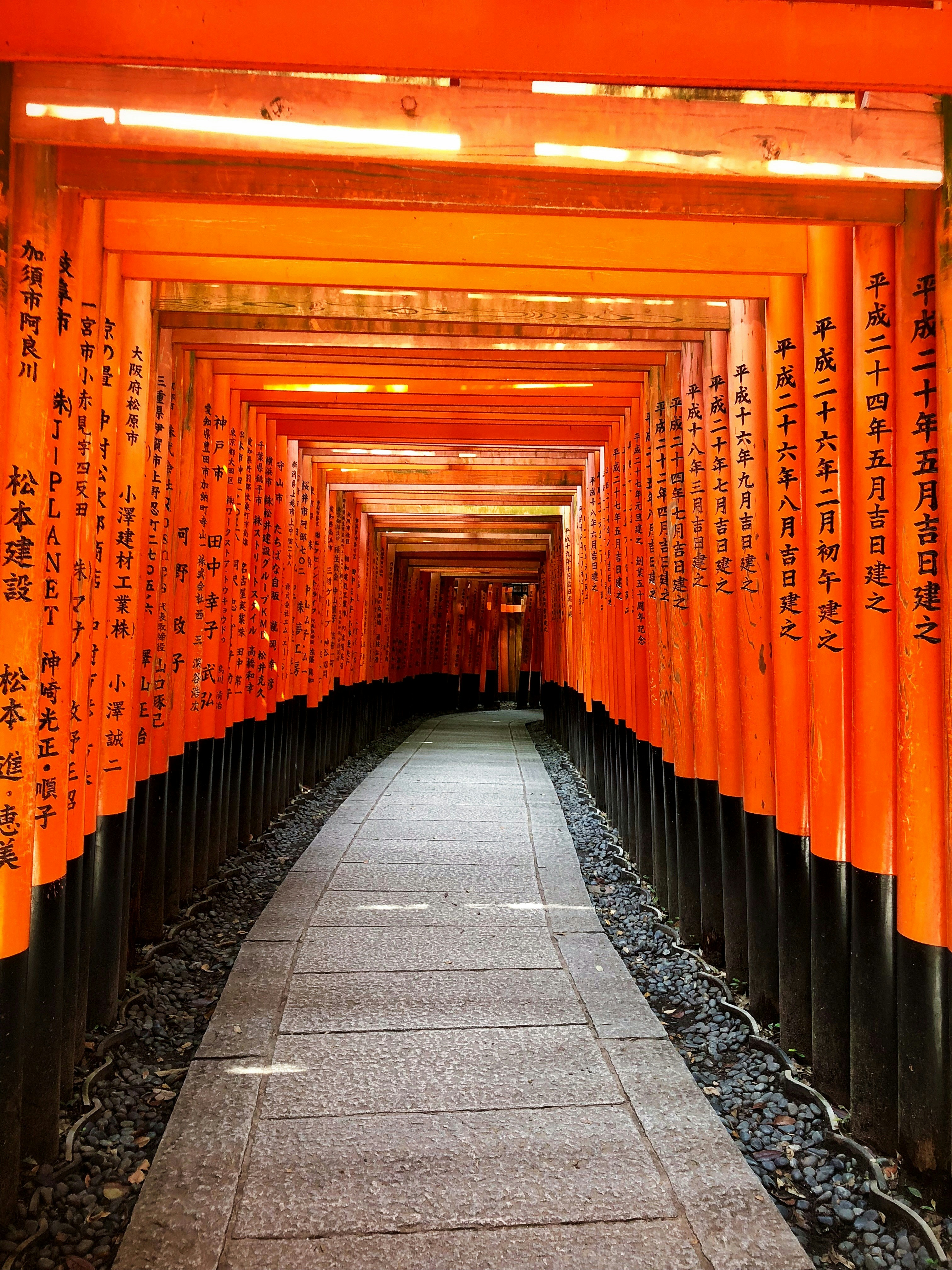 Orange and black poles and gray concrete pathway photo – Free Torii ...