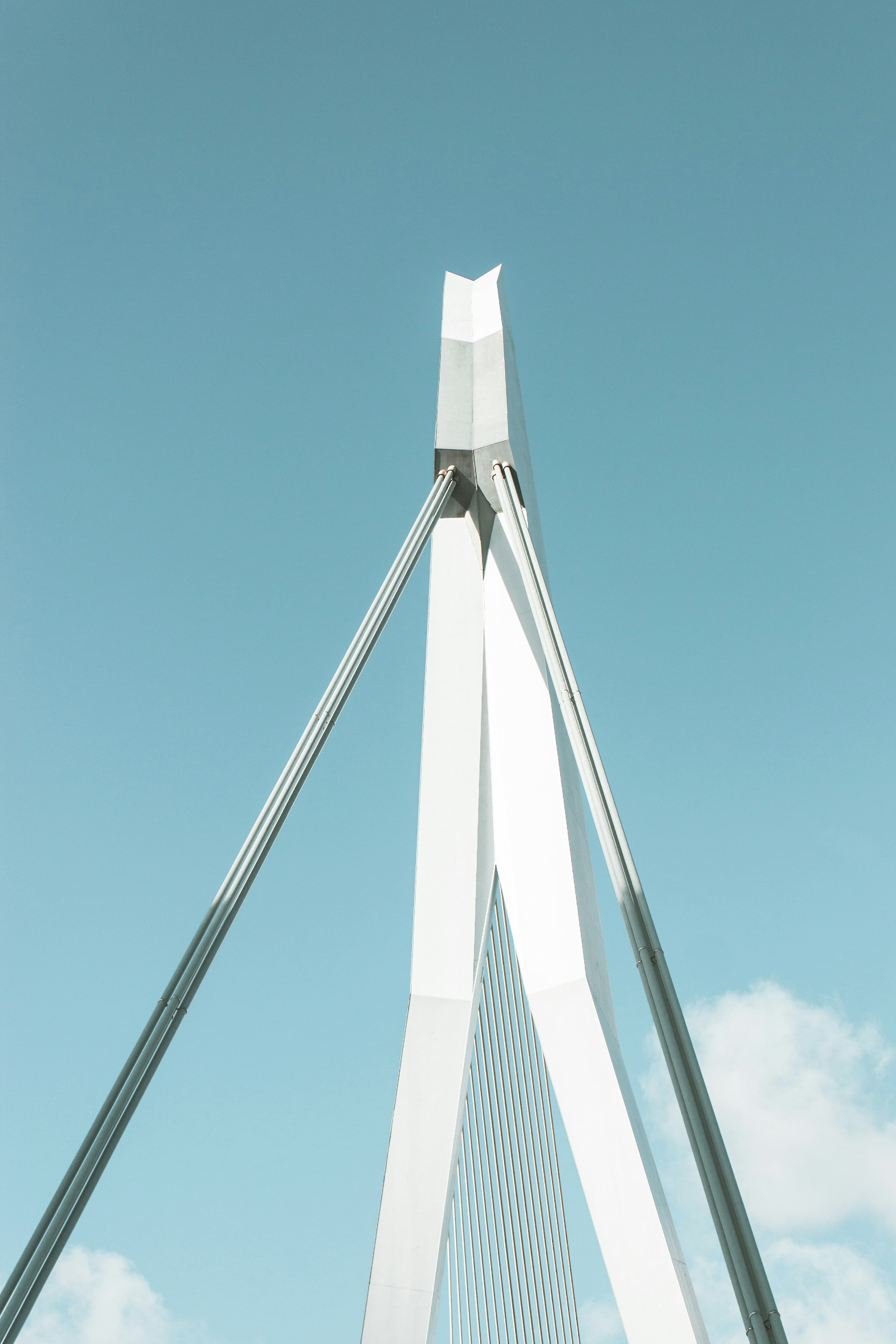 Apex of Steel: A lone cable-stayed pylon slicing the sky