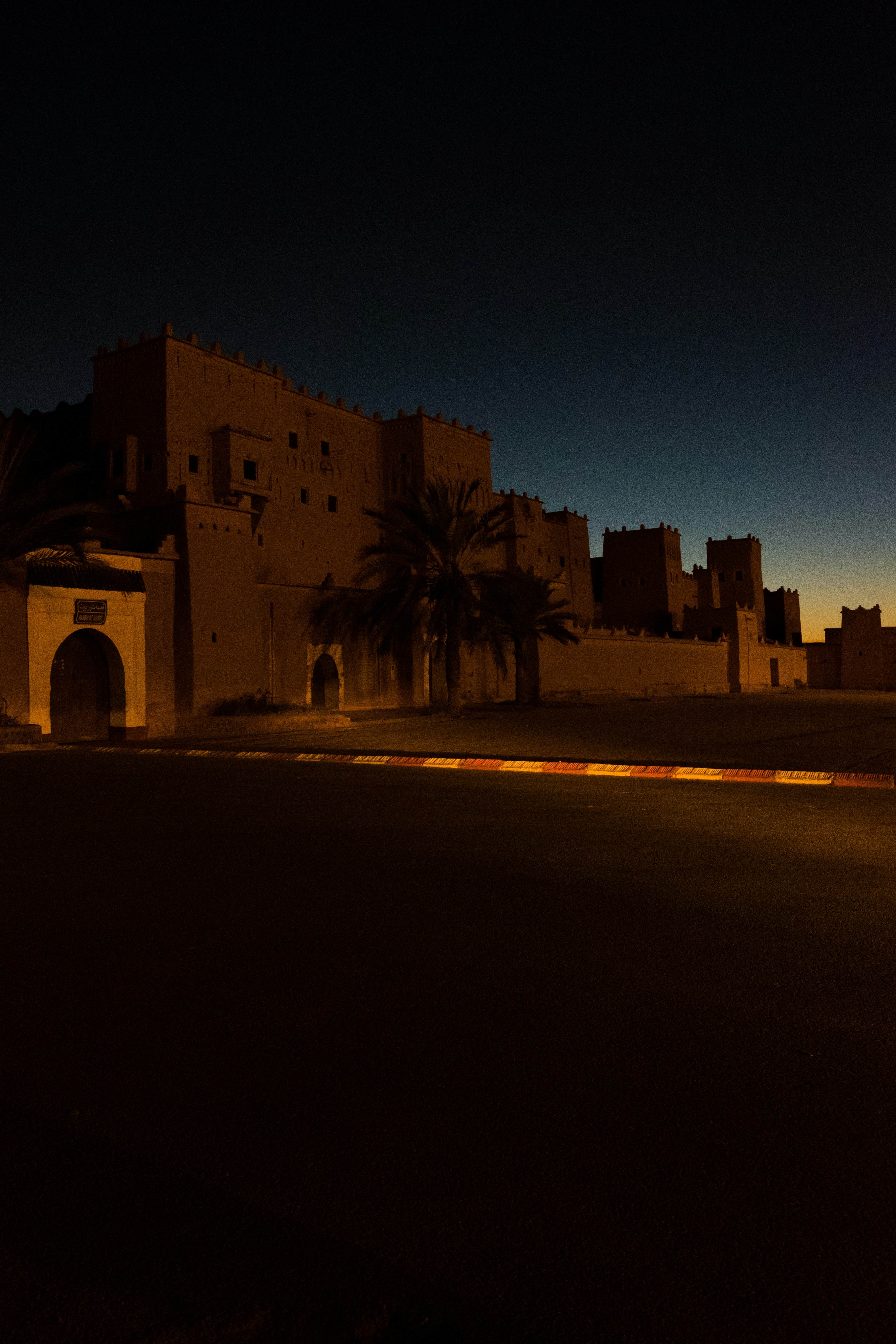Nightbound Citadel: Palm-Framed Fortresses Under a Velvet Sky