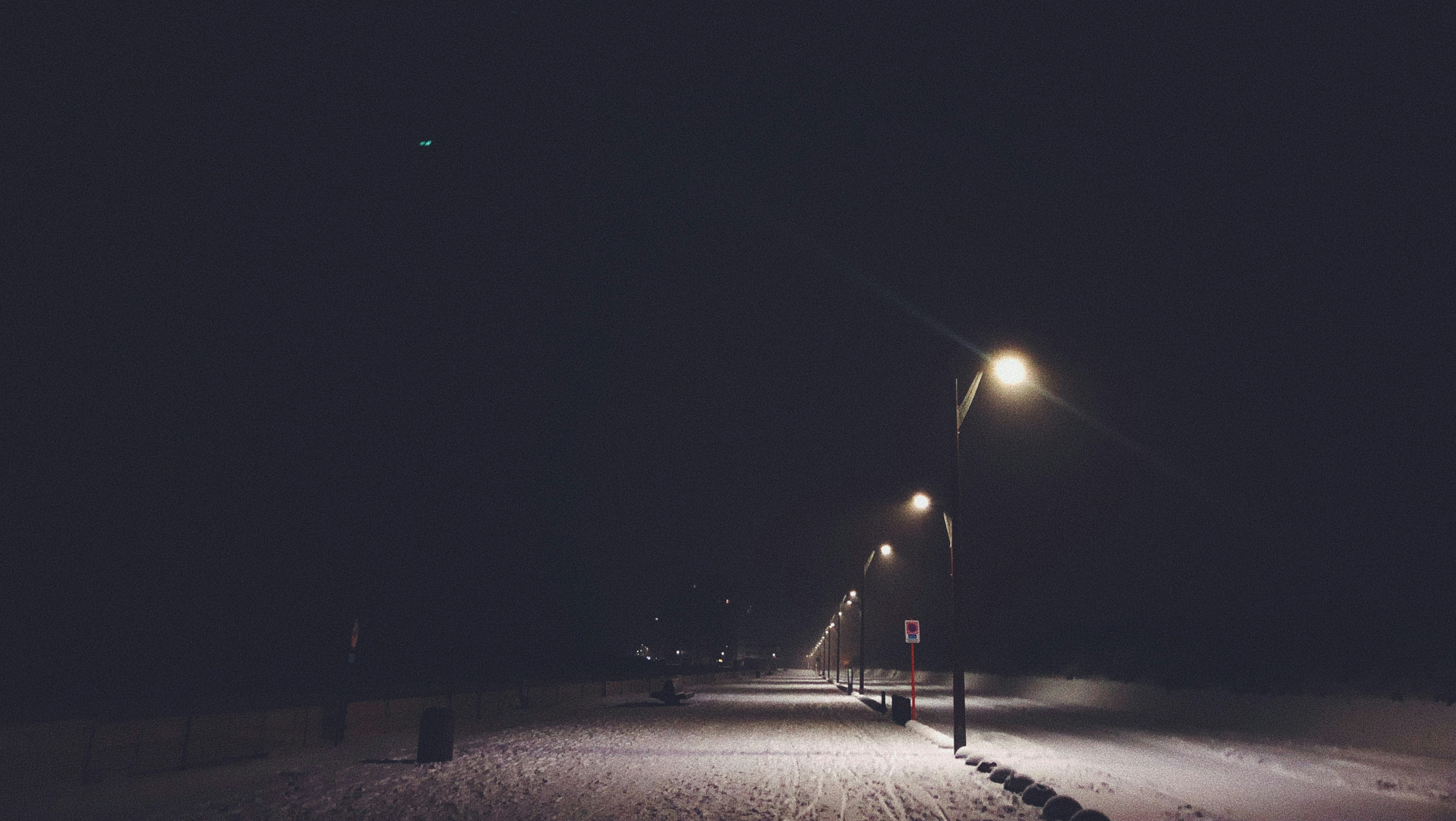 Empty Sidewalk At Night