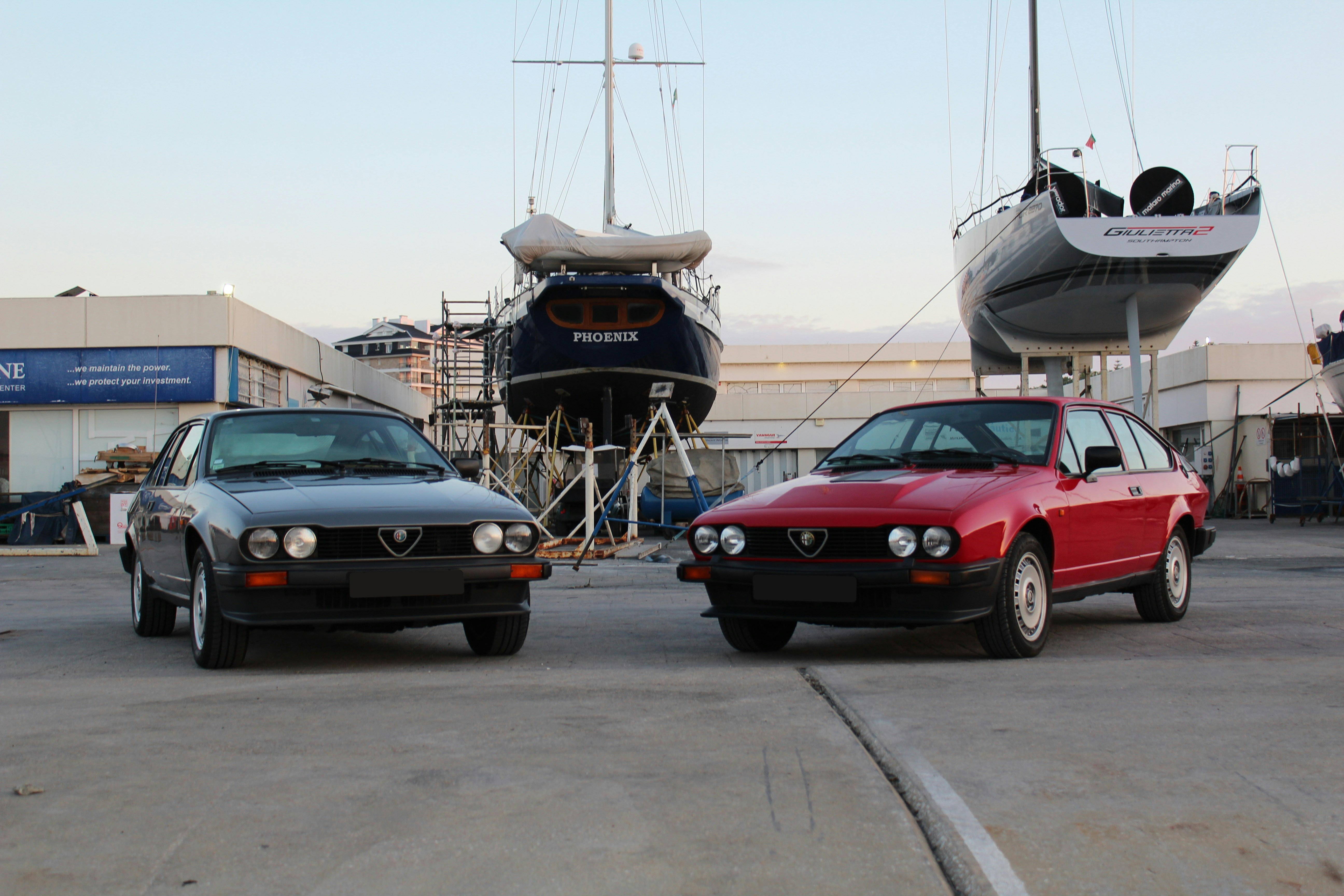 red and black sedans