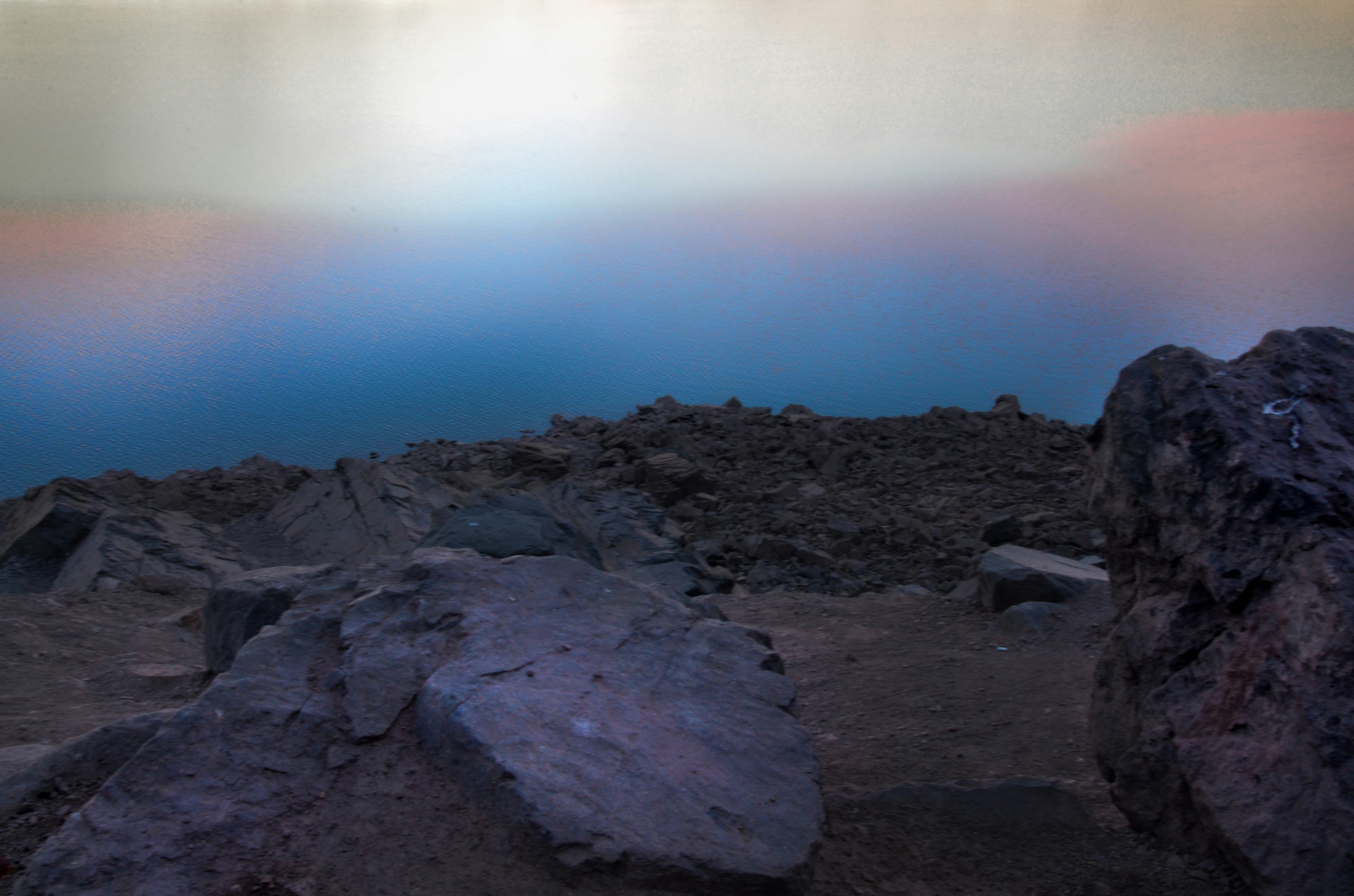 Ridge at Dusk: Cracked Lava and a Velvet Horizon