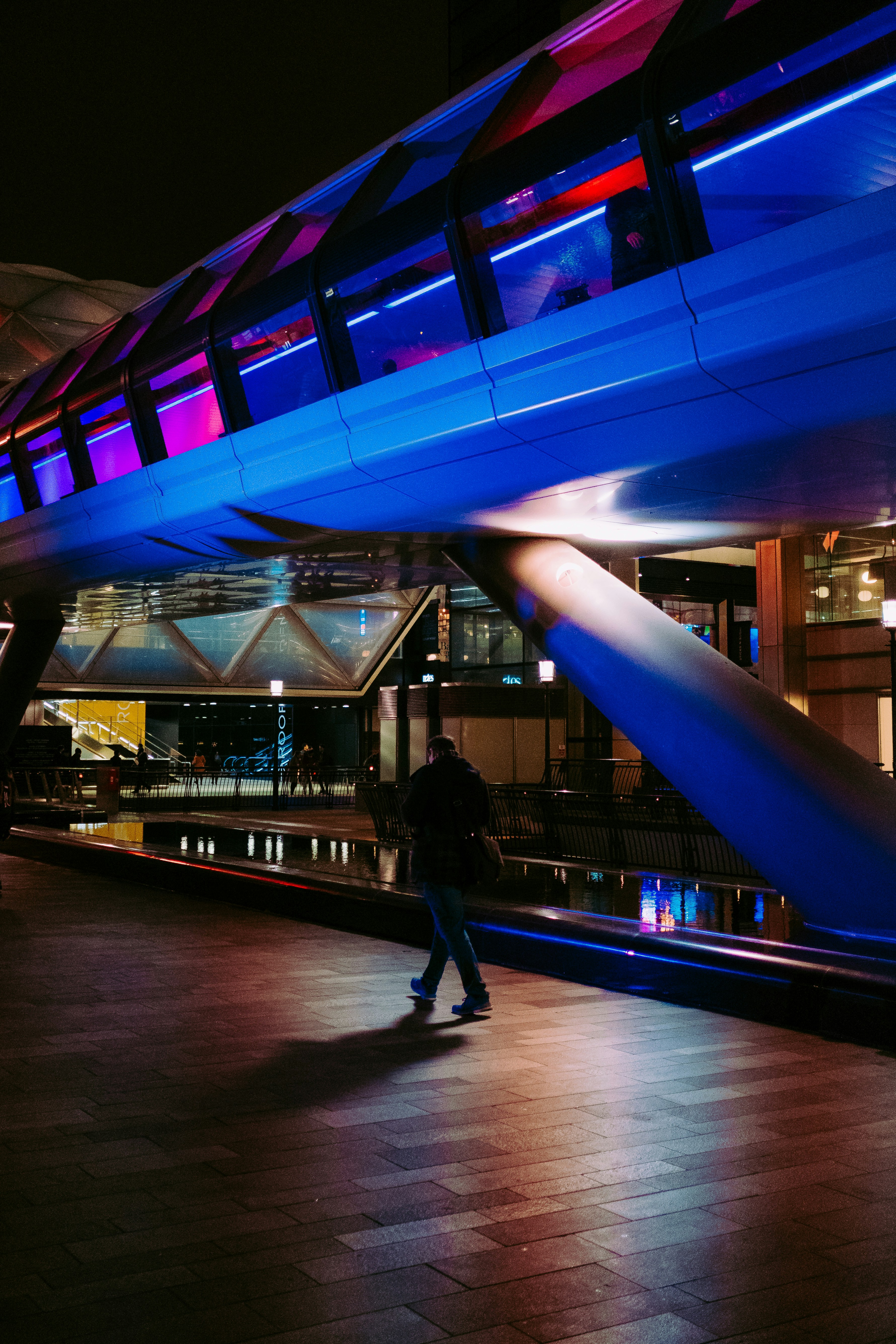 Neon Footpath Under the Rainbow Bridge