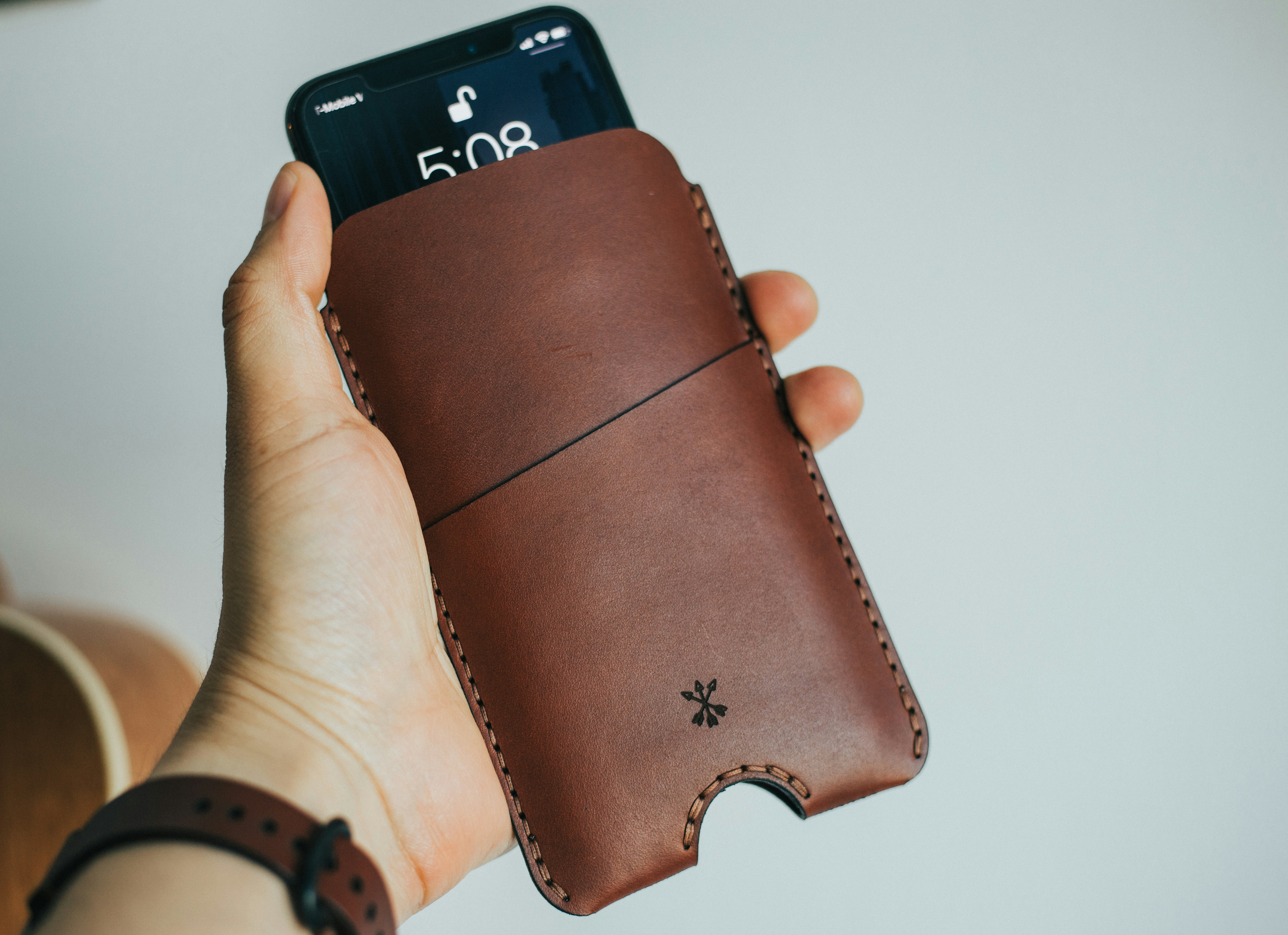 Black smartphone in leather case photo – Free Brown Image on Unsplash