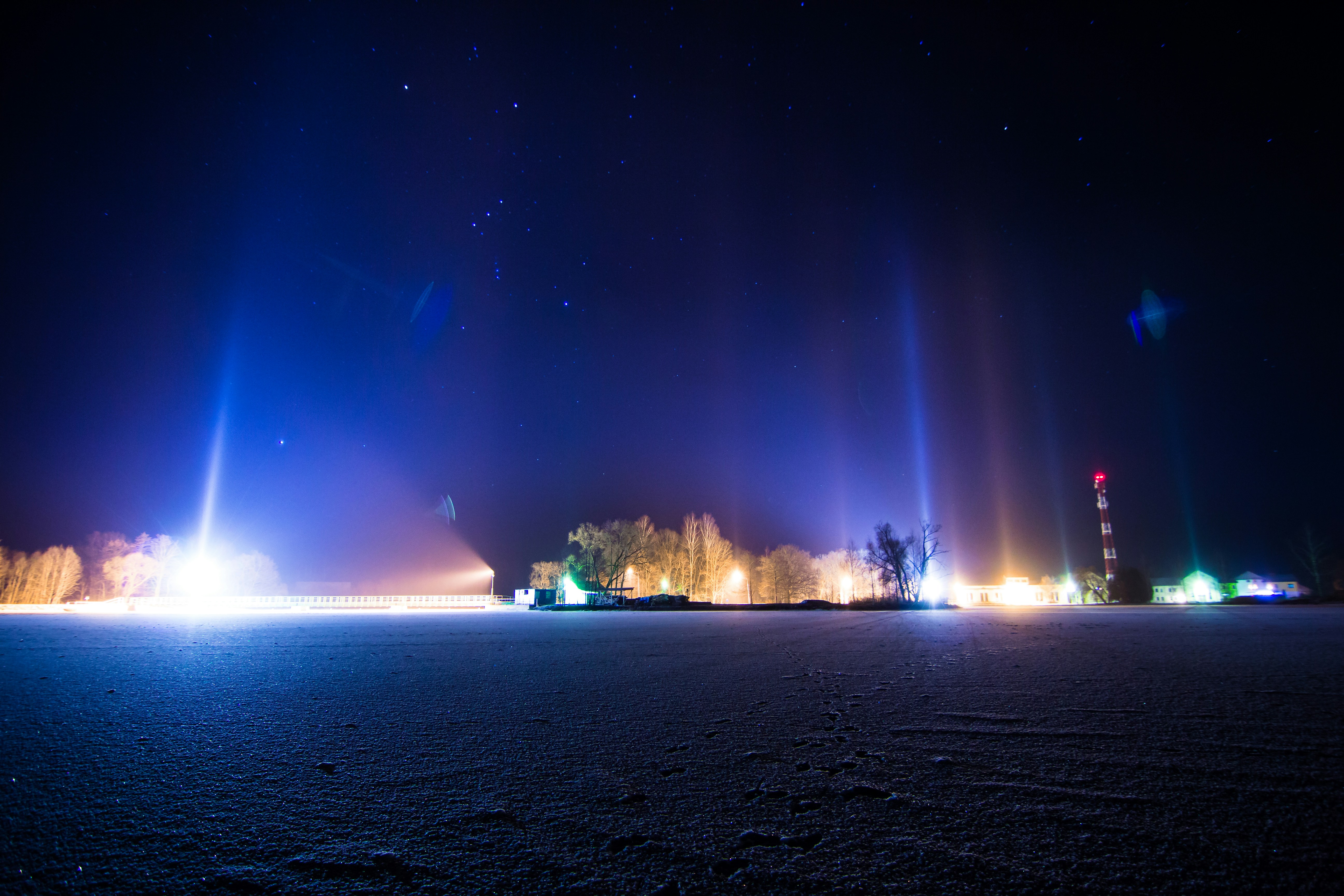 Auroras over a Quiet Winter Frontier