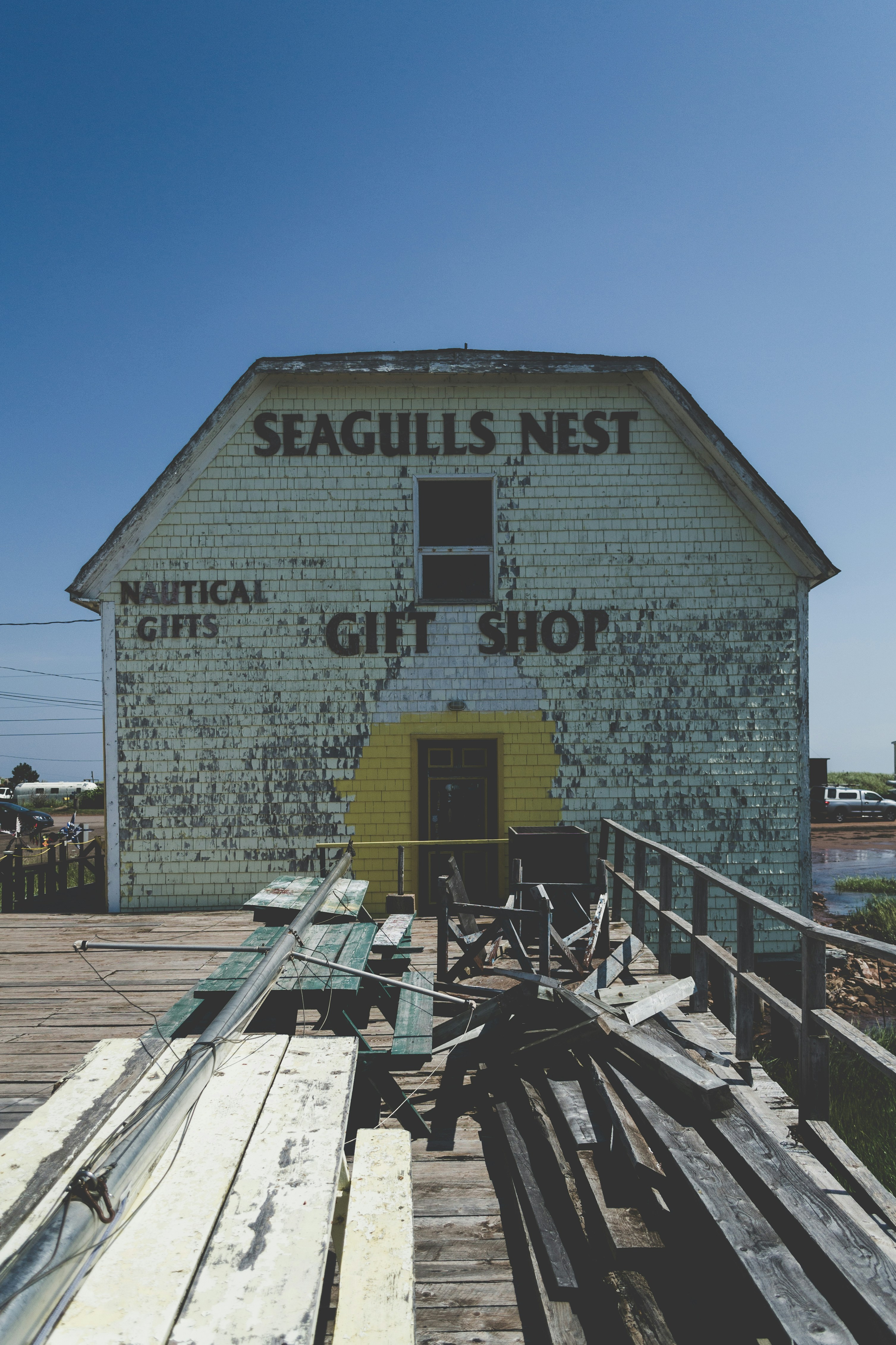 Weathered Seagulls Nest: A Pierfront Gift Shop in Sea-Breeze Blue