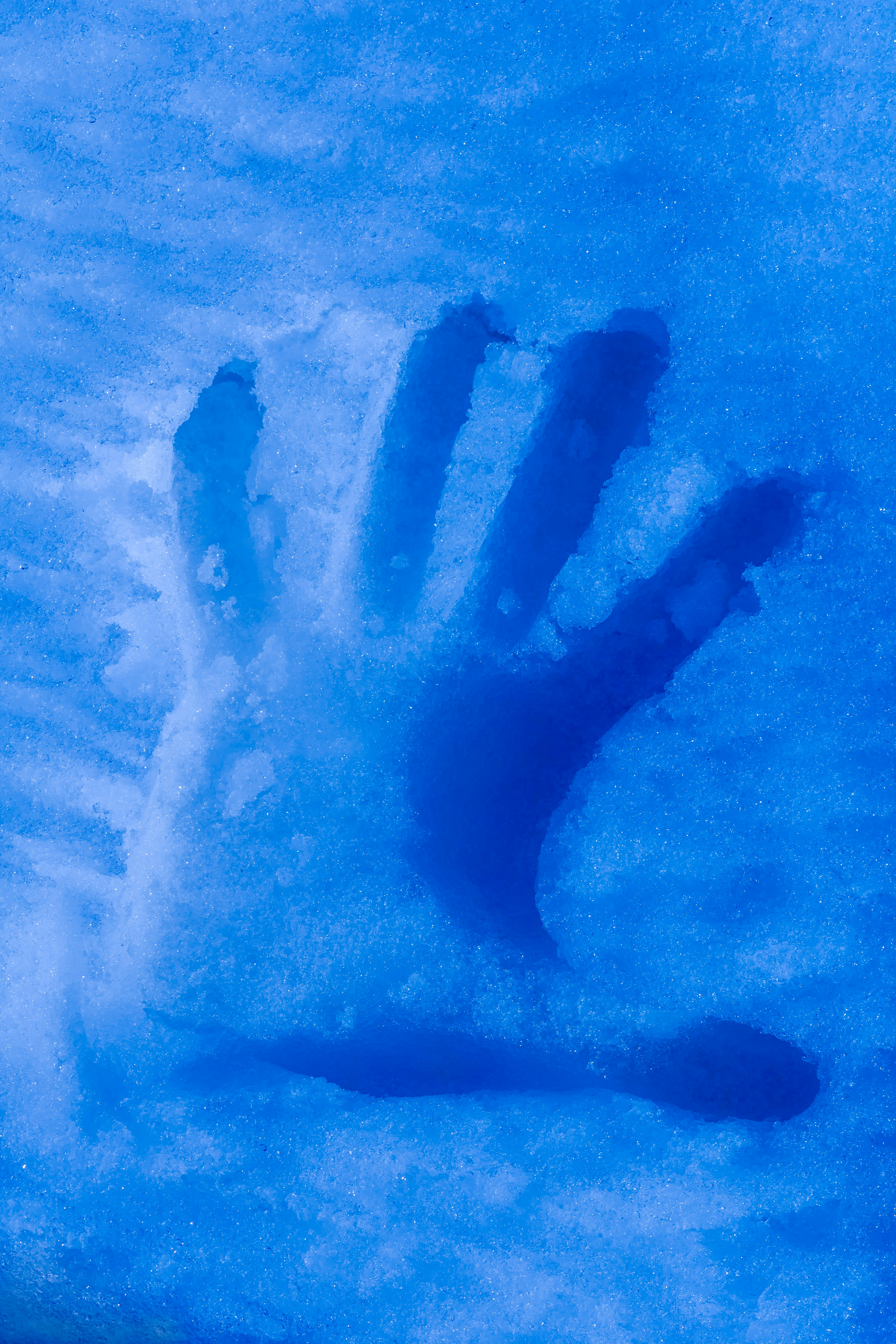 Indigo Handprint in Quiet Snow