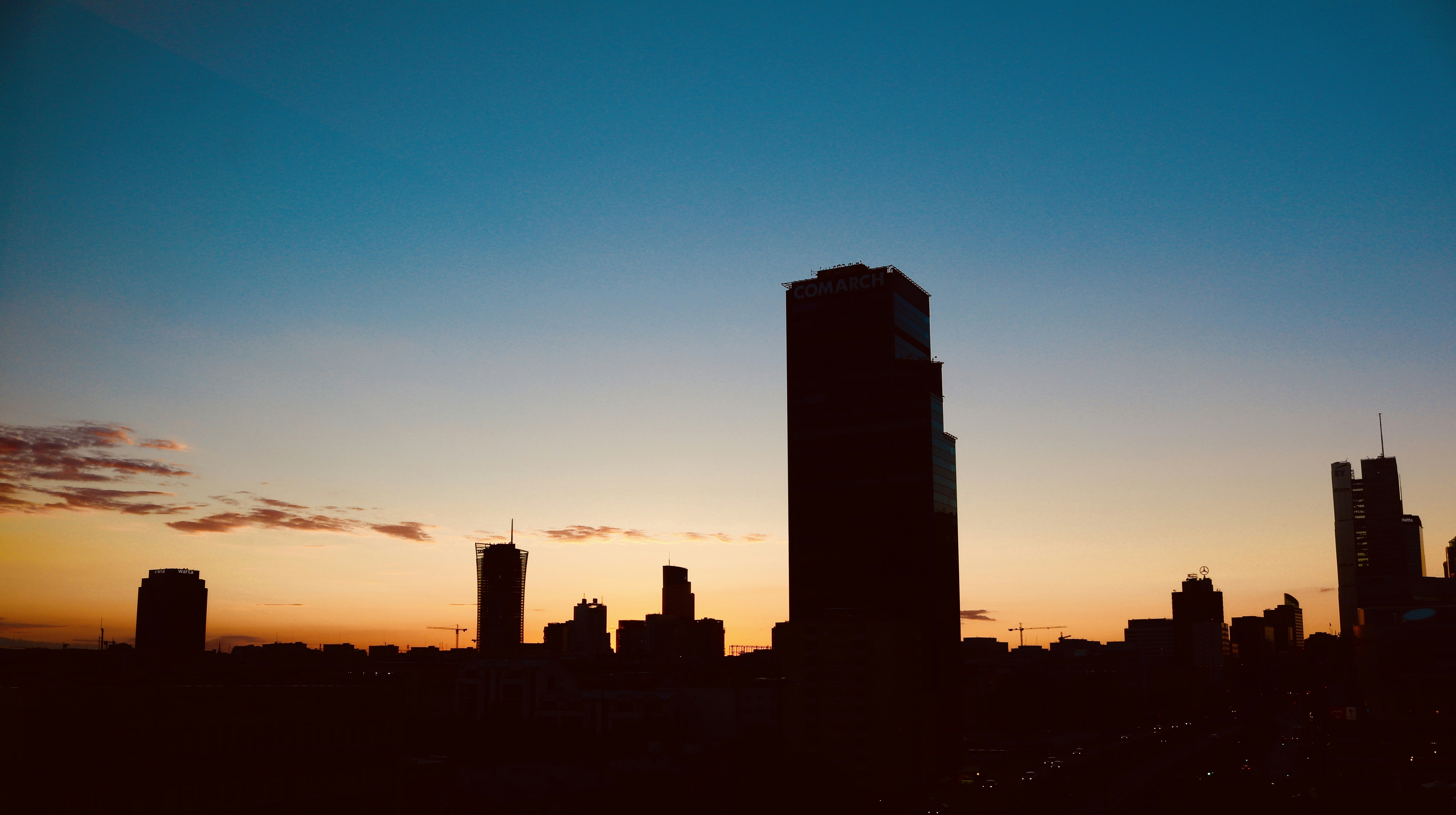 Urban Silhouettes Against a Twilight Canvas