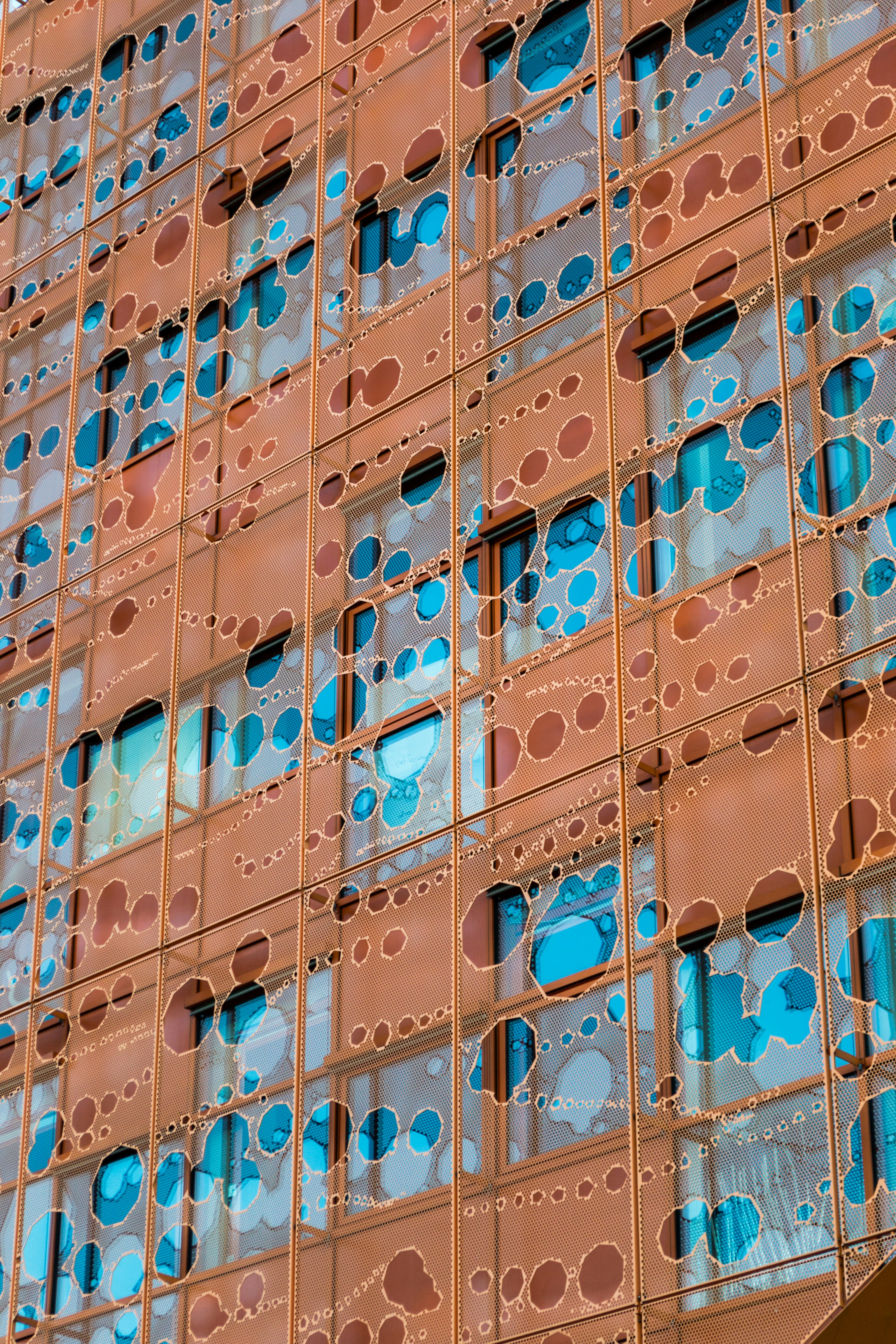 Hidden Blue Circles on a Copper Facade