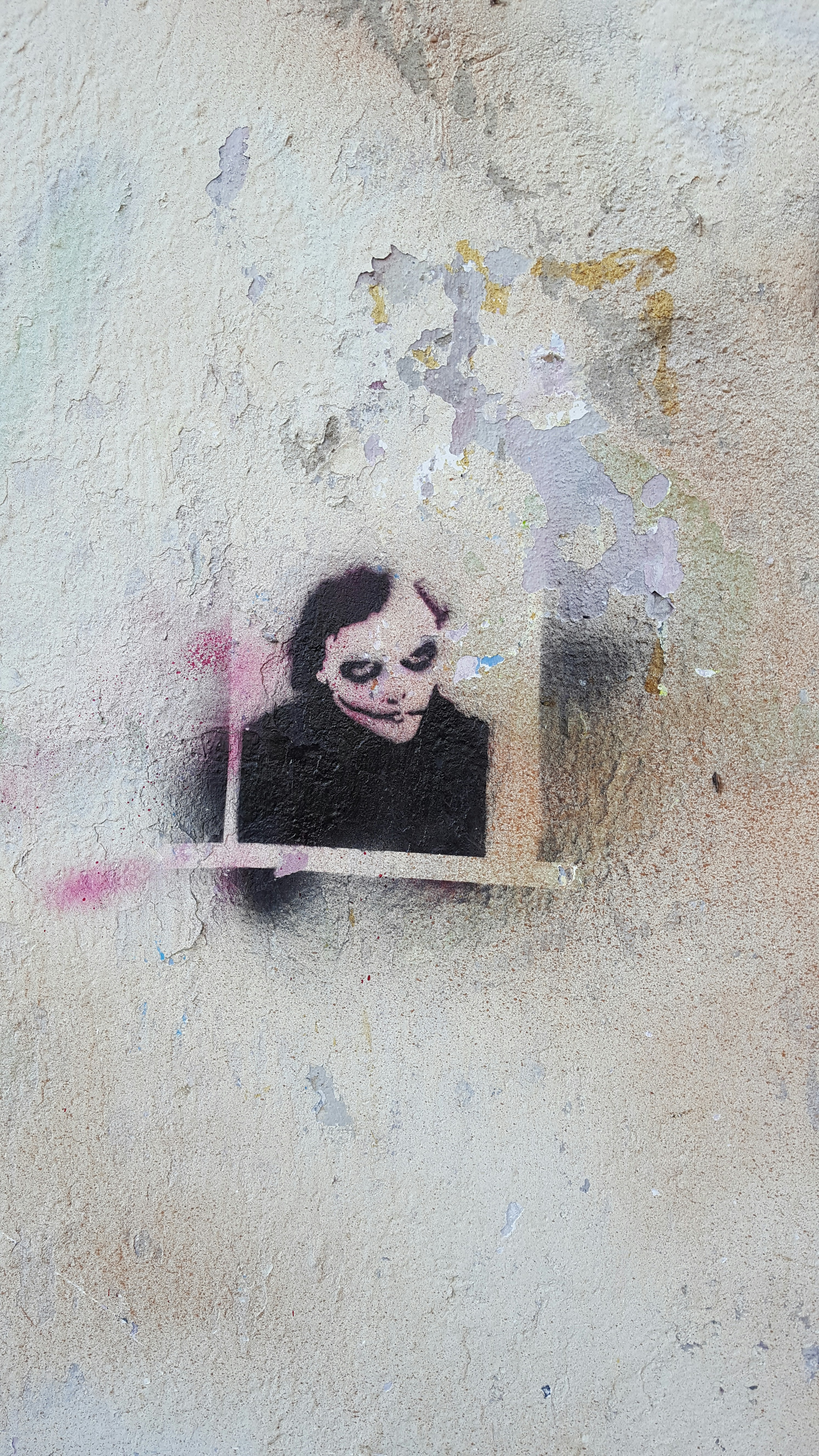 Graffiti Portrait Within Weathered Wall Sketch