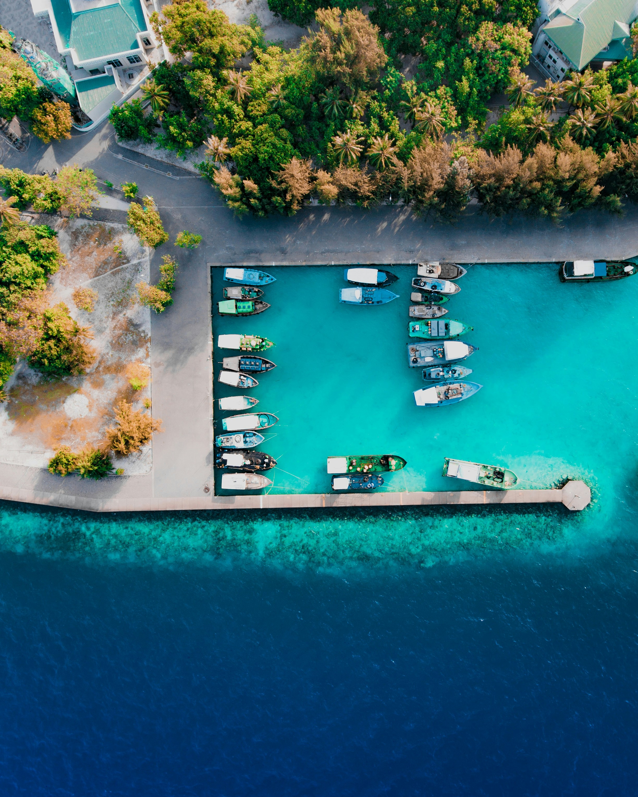 Aerial view of boats in pie photo – Free Mtcc villingili ferry terminal ...