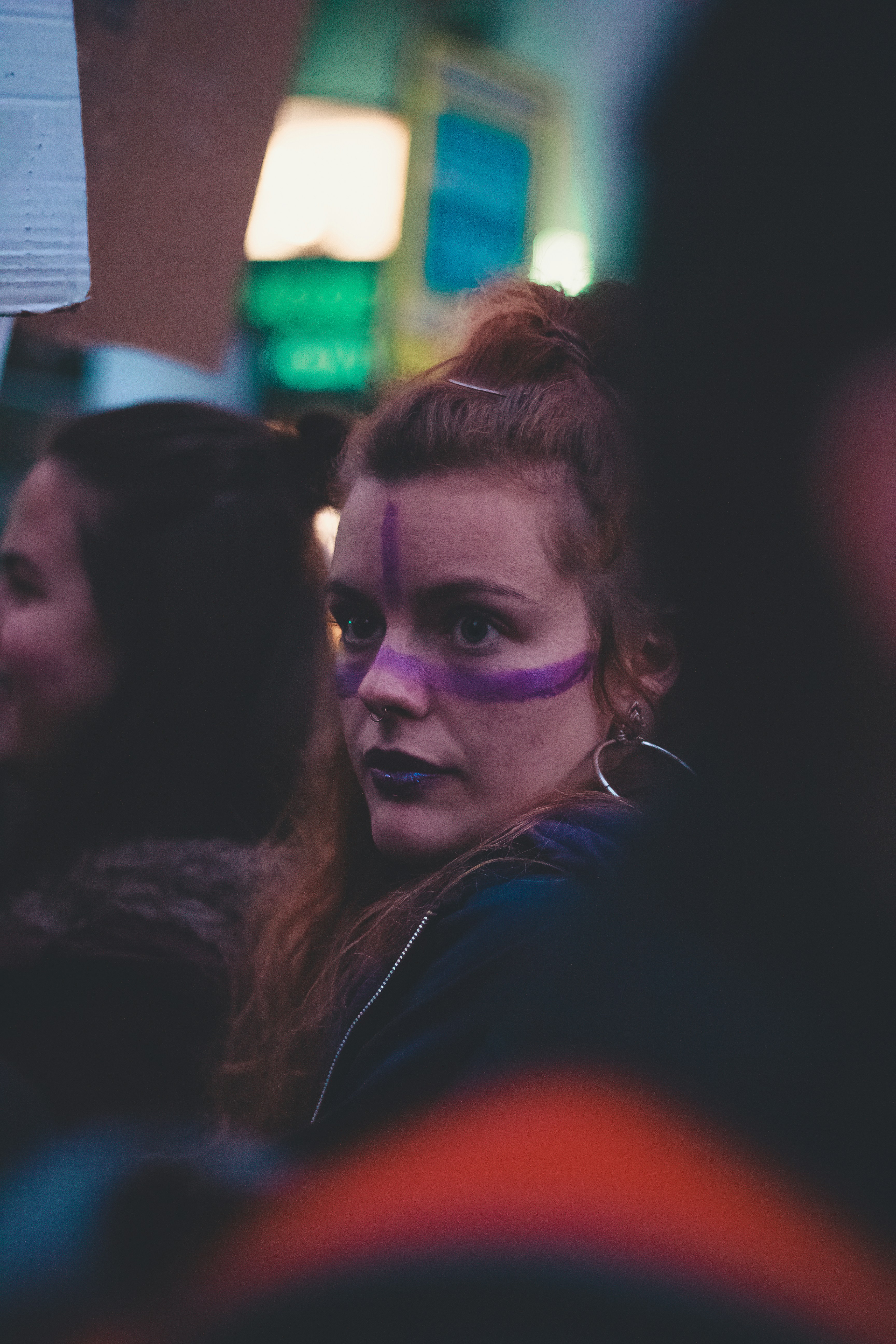 Face Painted in Neon Alley
