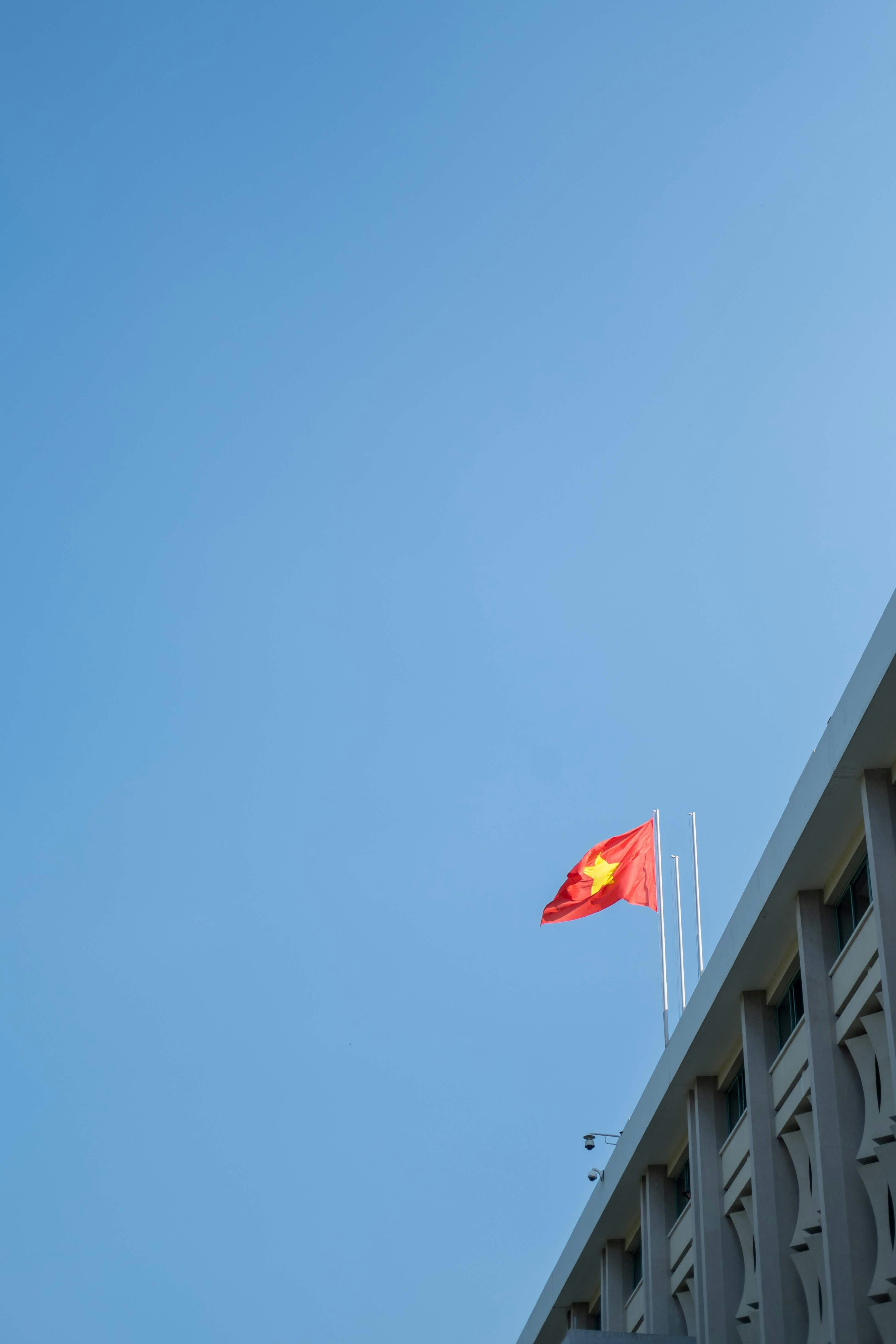 Vietnam flag on roof top