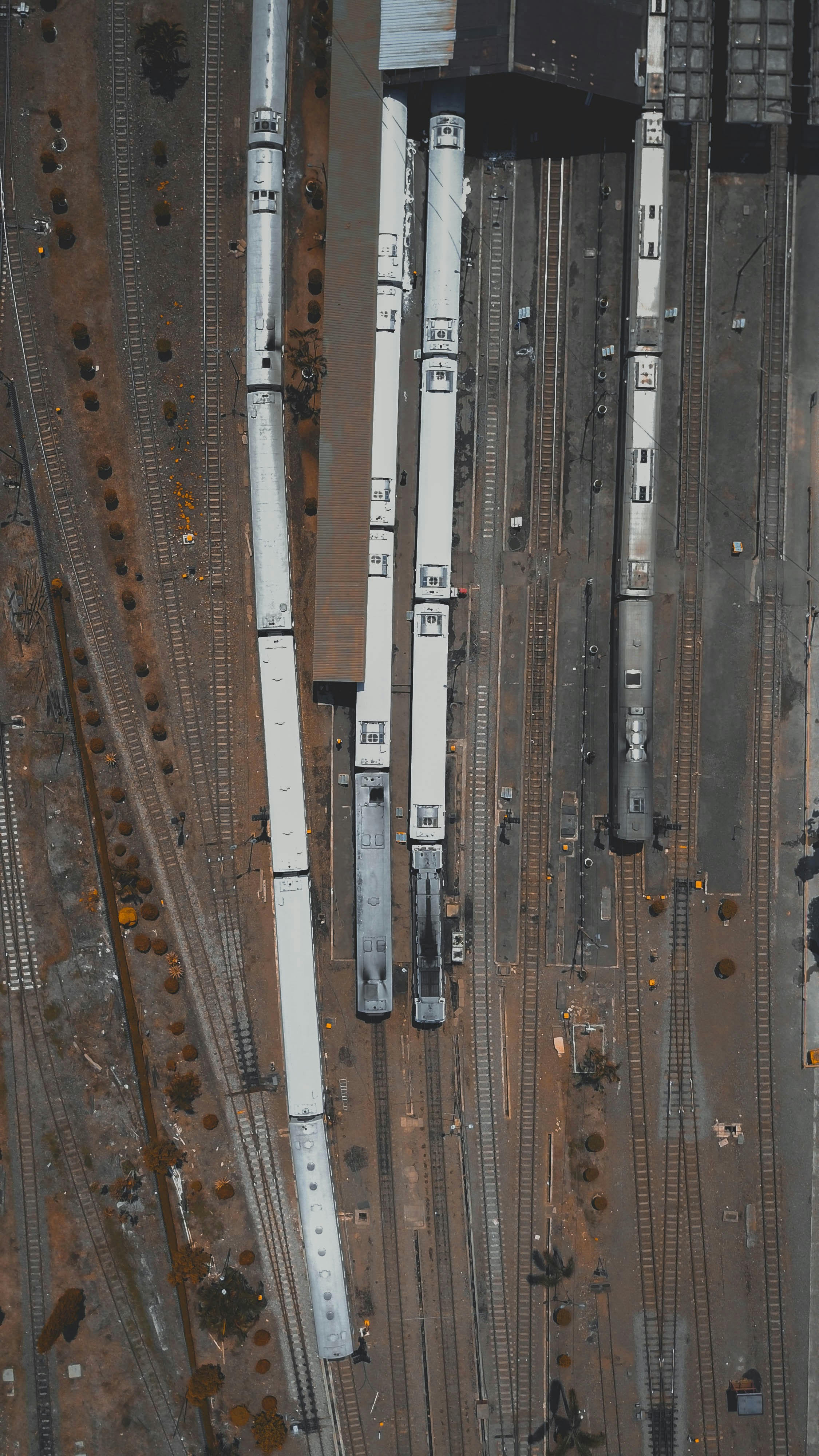 Aerial photography of gray trains and train track photo – Free Grey ...