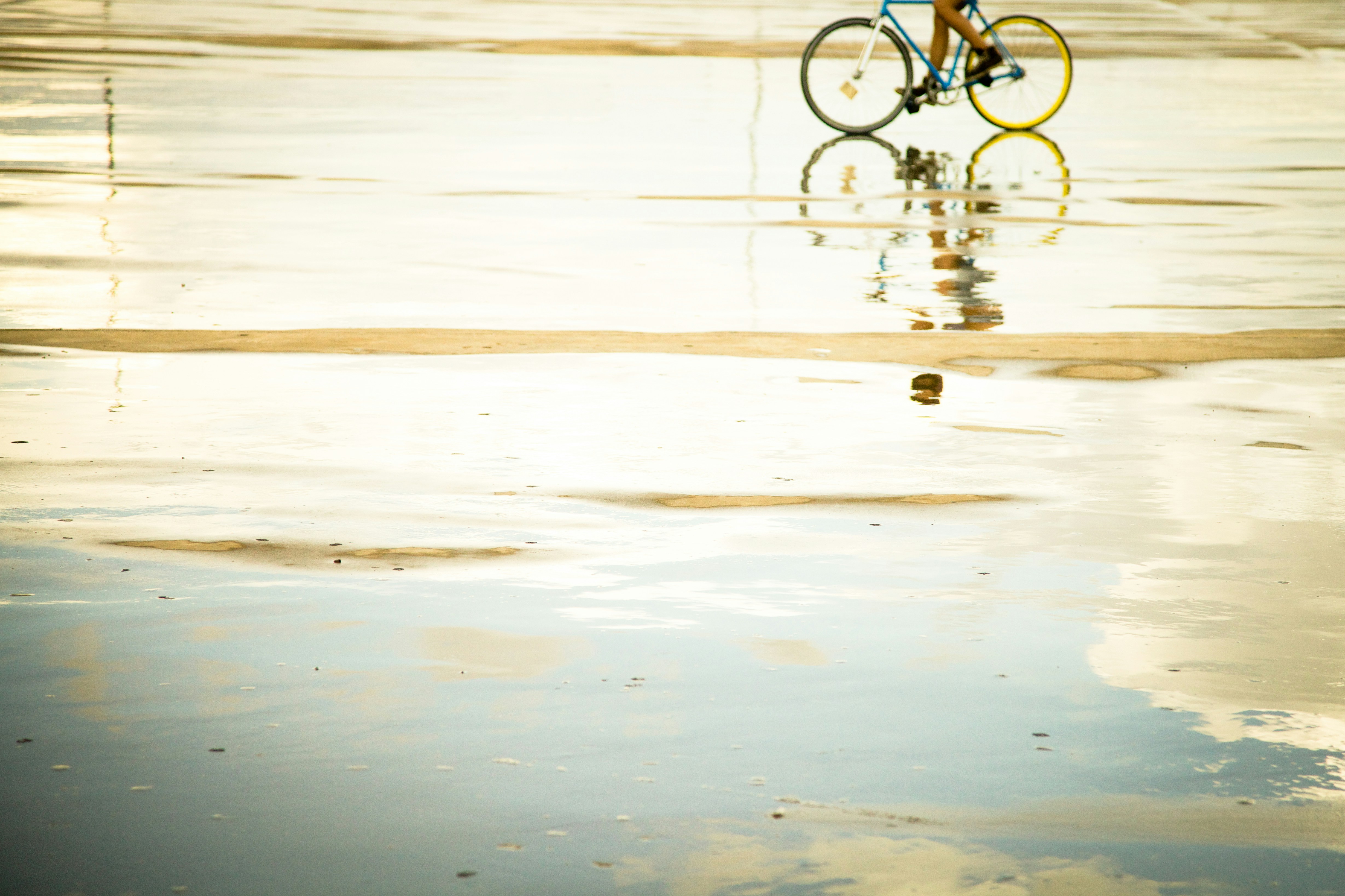 Person riding bicycle with reflection to water during daytime photo ...