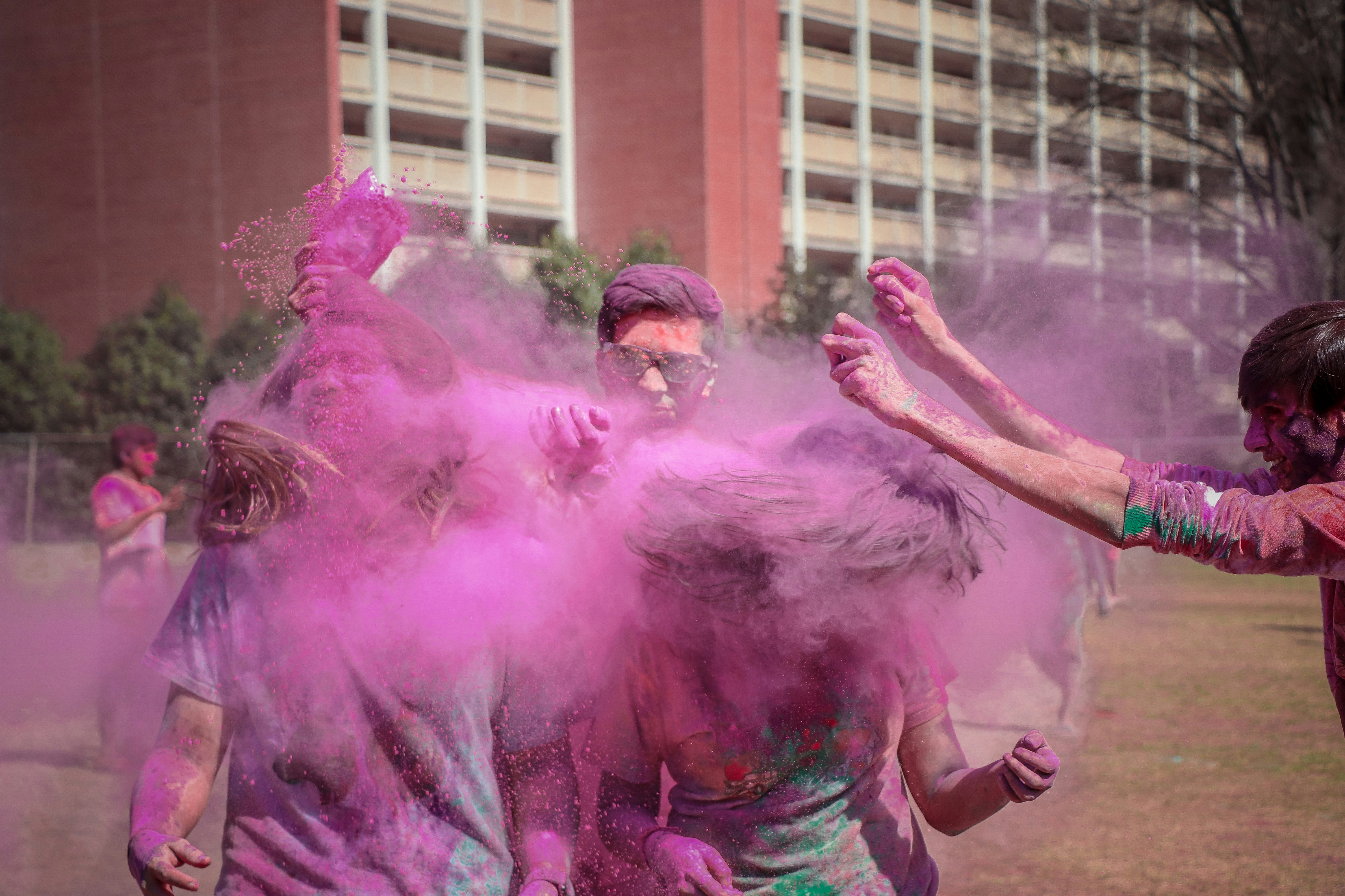 People in color spray festival photo – Free Current events Image on ...