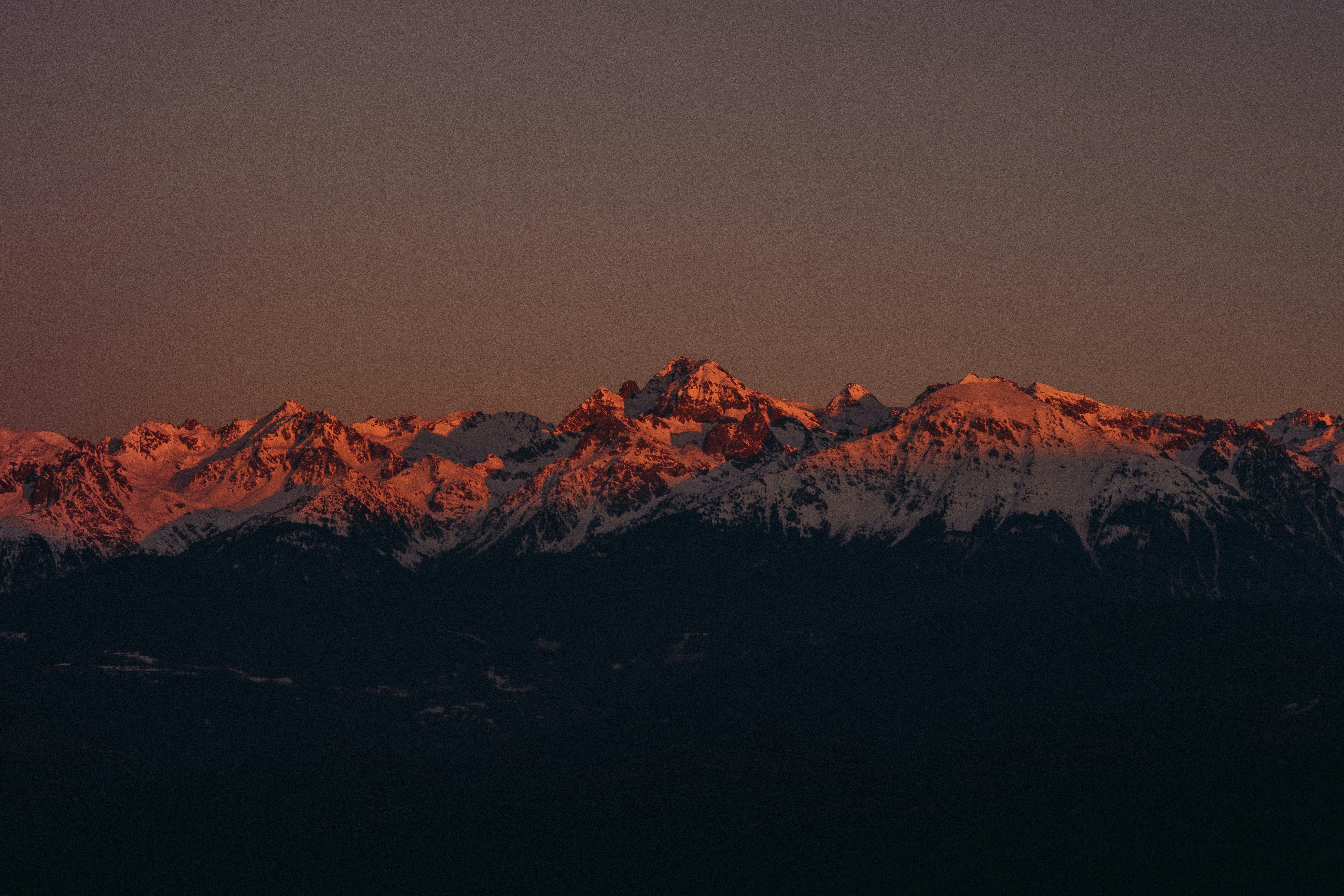 Mountains sunset | white and black mountain range