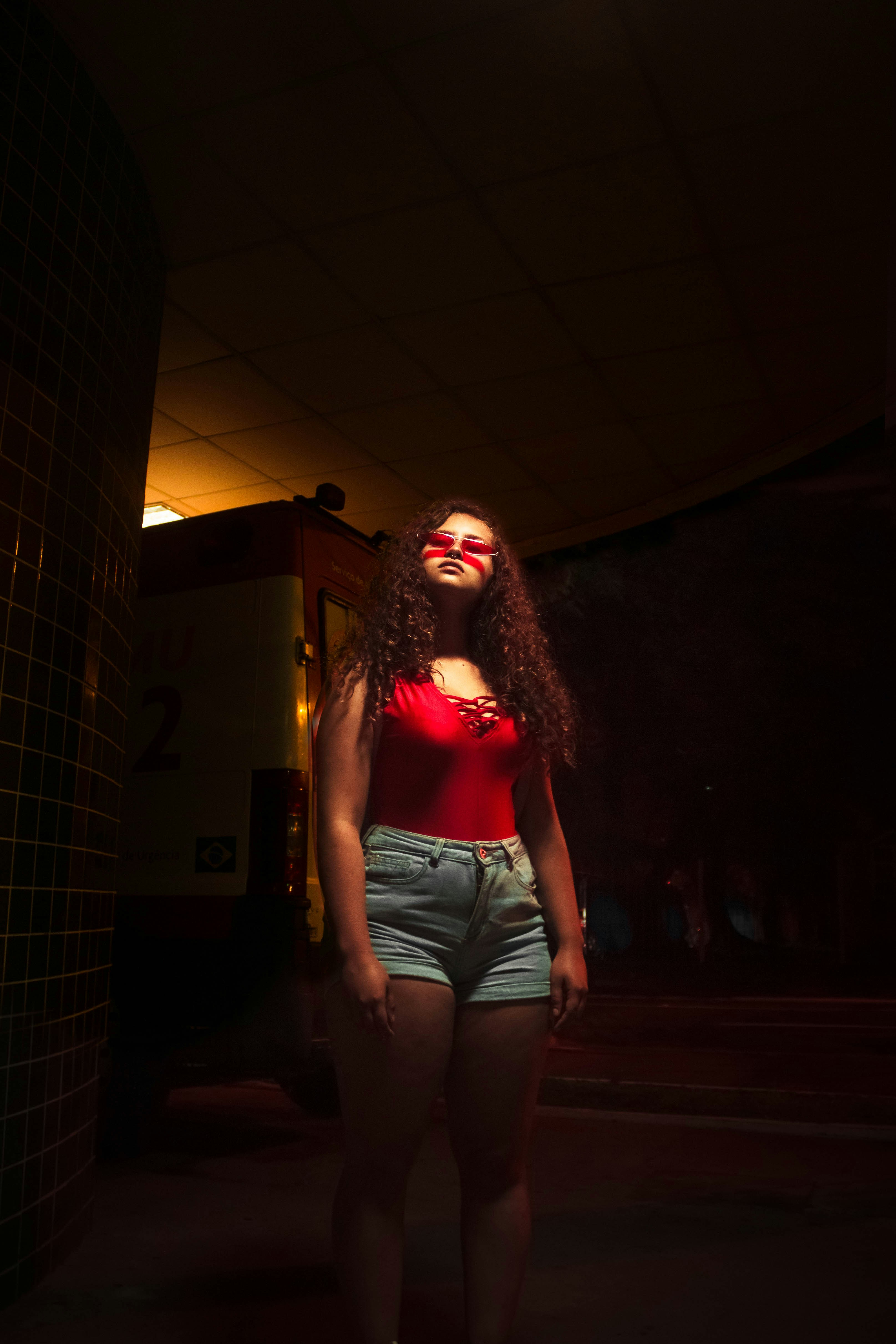 Neon Red in the Underground Glow
