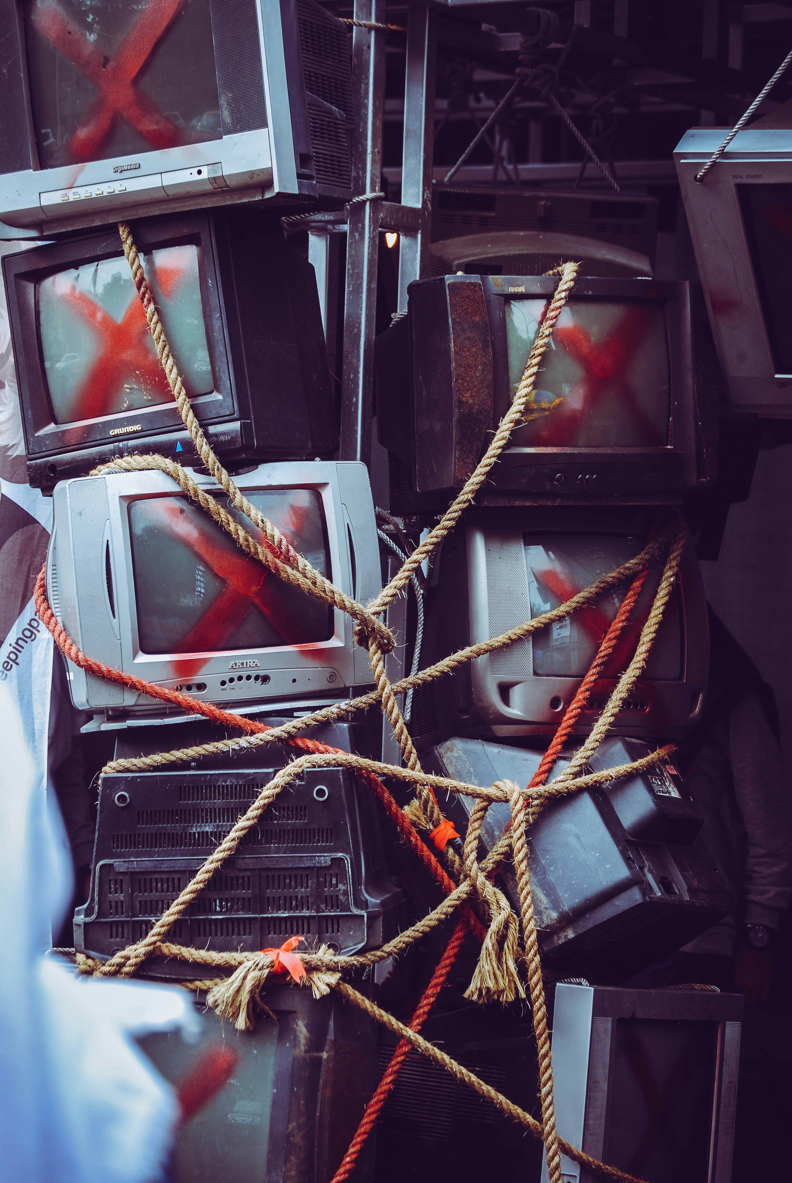 Red-X Monoliths: Tangled Vintage Televisions