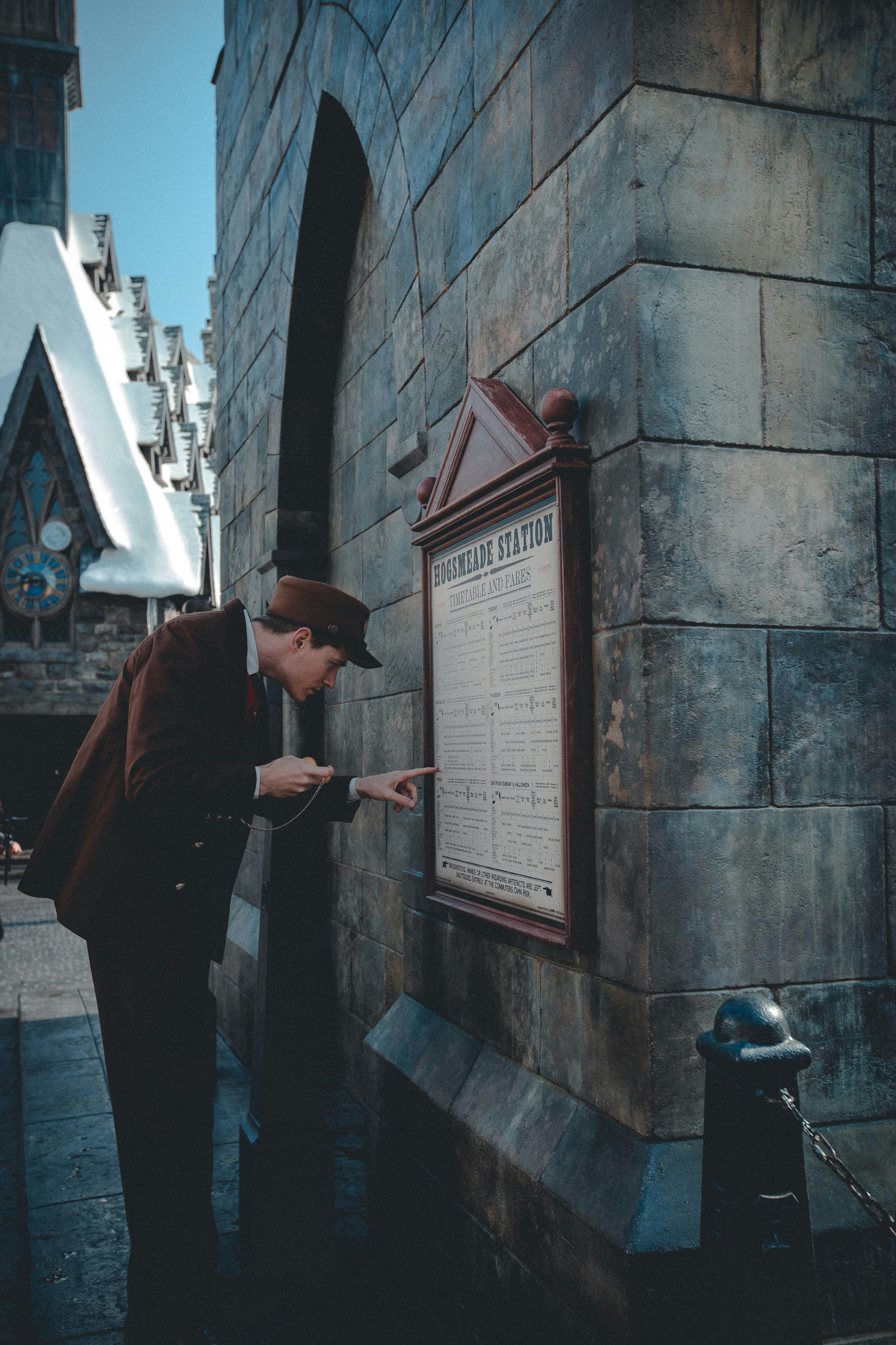 Deciphering Time at a Stone Station: A Vintage Traveler's Gaze