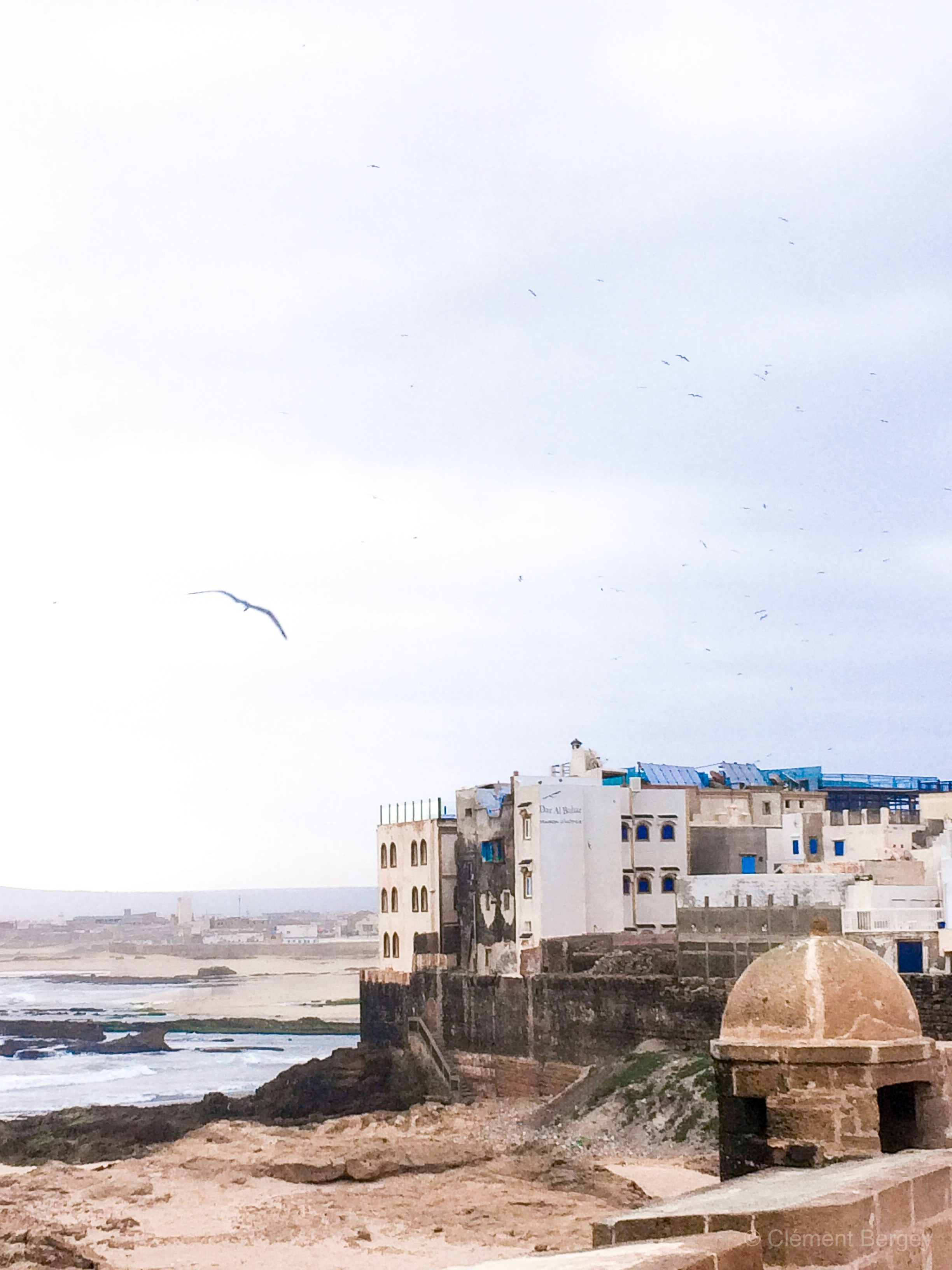 Buildings in front of the Atlantic ocean in Essaouira (Morocco).