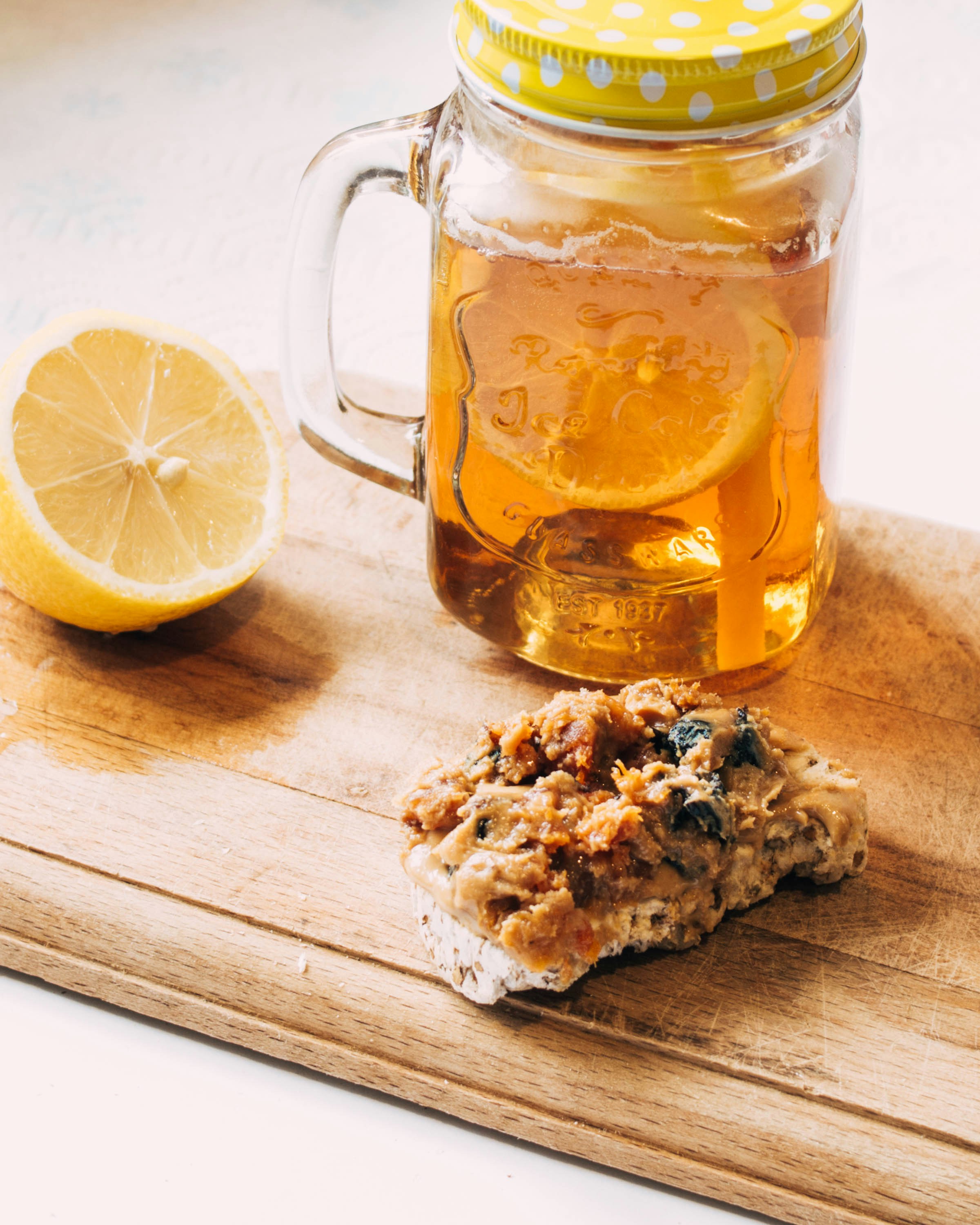 Amber Honey and Citrusy Glow: A Simple Still Life on Wood