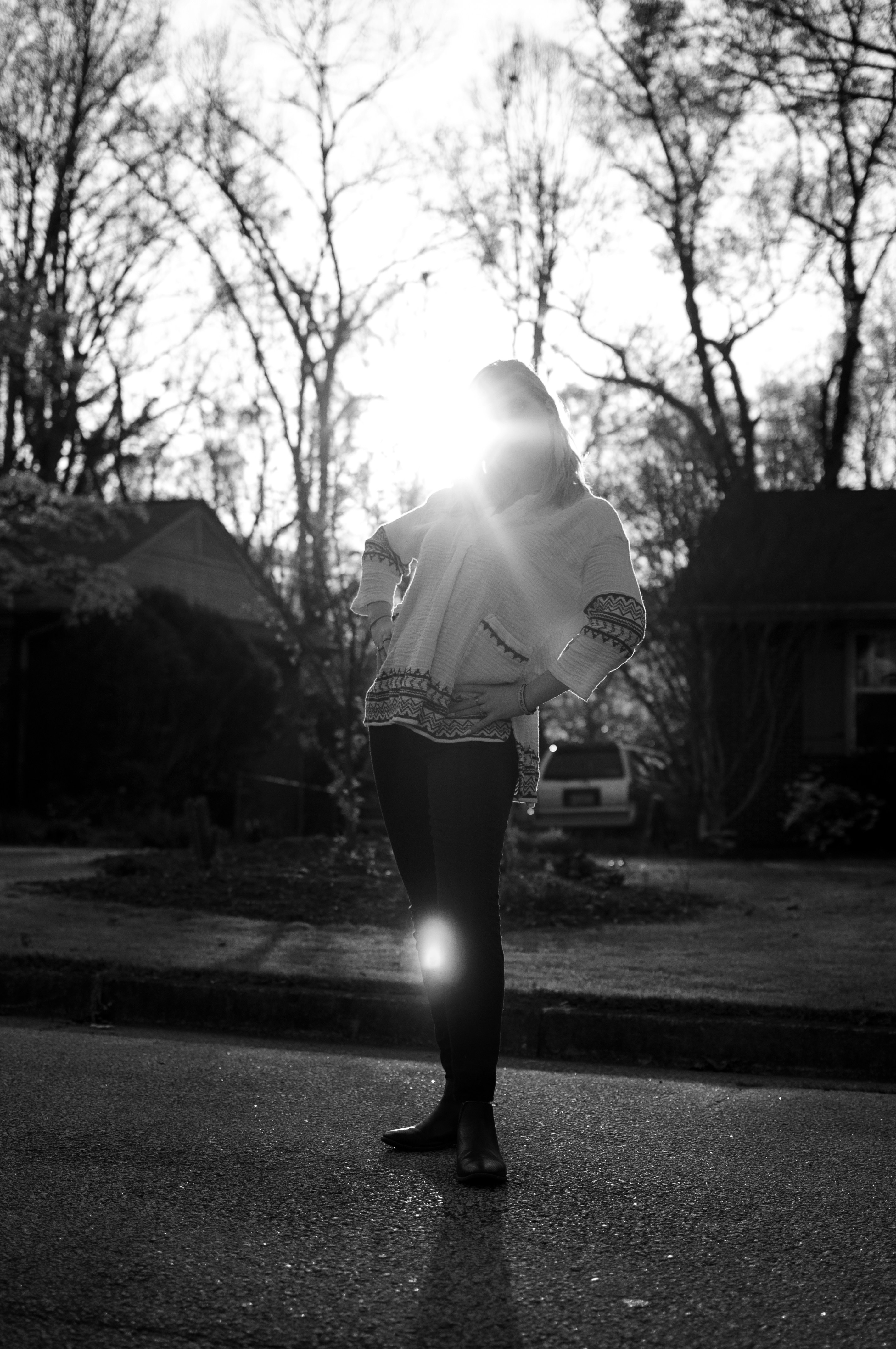 Sunburst Silhouette on a Quiet Suburban Street