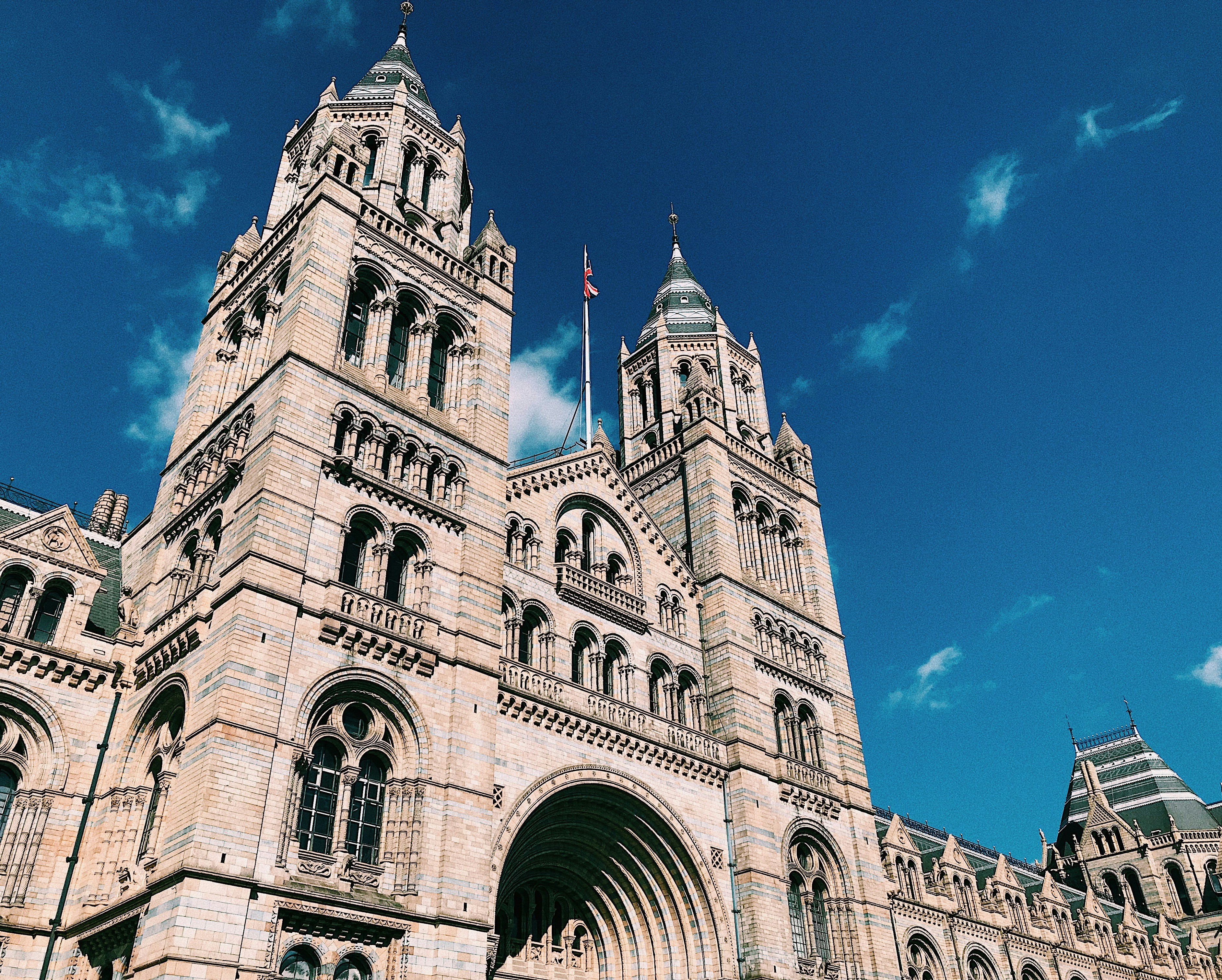 Gothic-style architectural marvel with intricate details set against a clear blue sky.