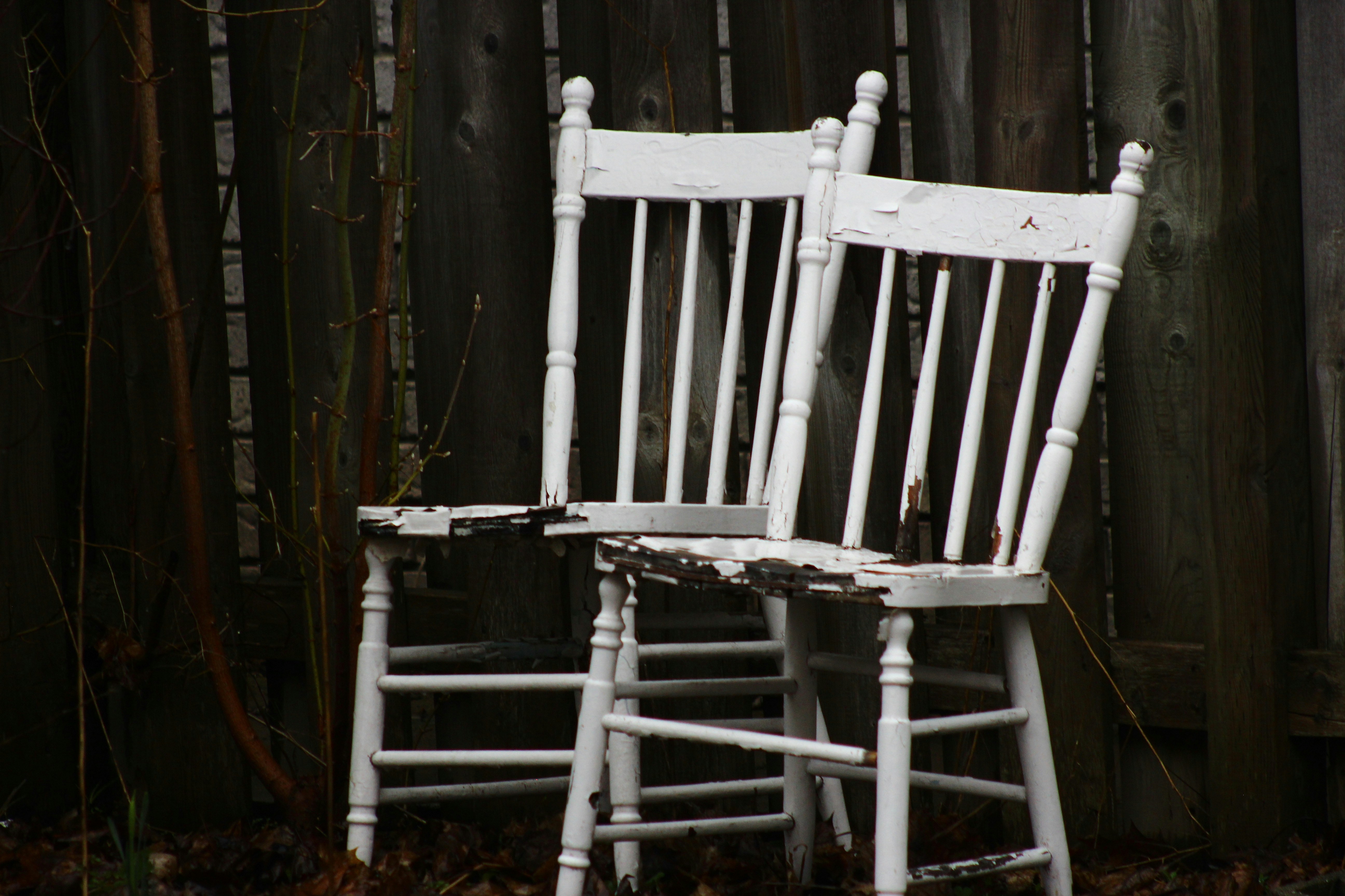 two white wooden chairs