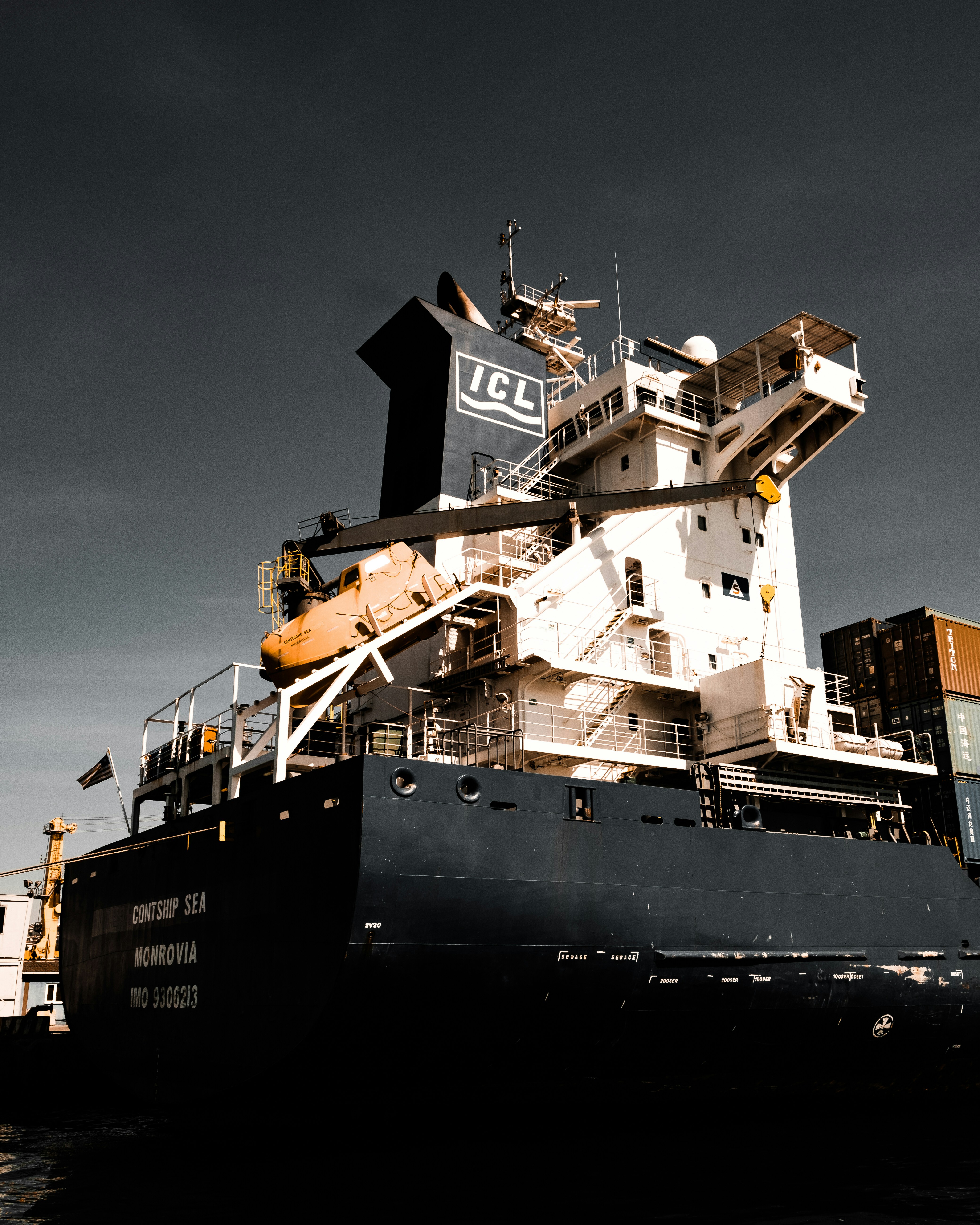I took this photo on a ferry tour at Istanbul Bosphorus. It looked huge and i loved the light and details on it. That's how i captured it. It is also going to be a part of my Aspects of The Sea Collection. I will probably publish 9 photos in a row at my Instagram account. | black ICL cargo ship