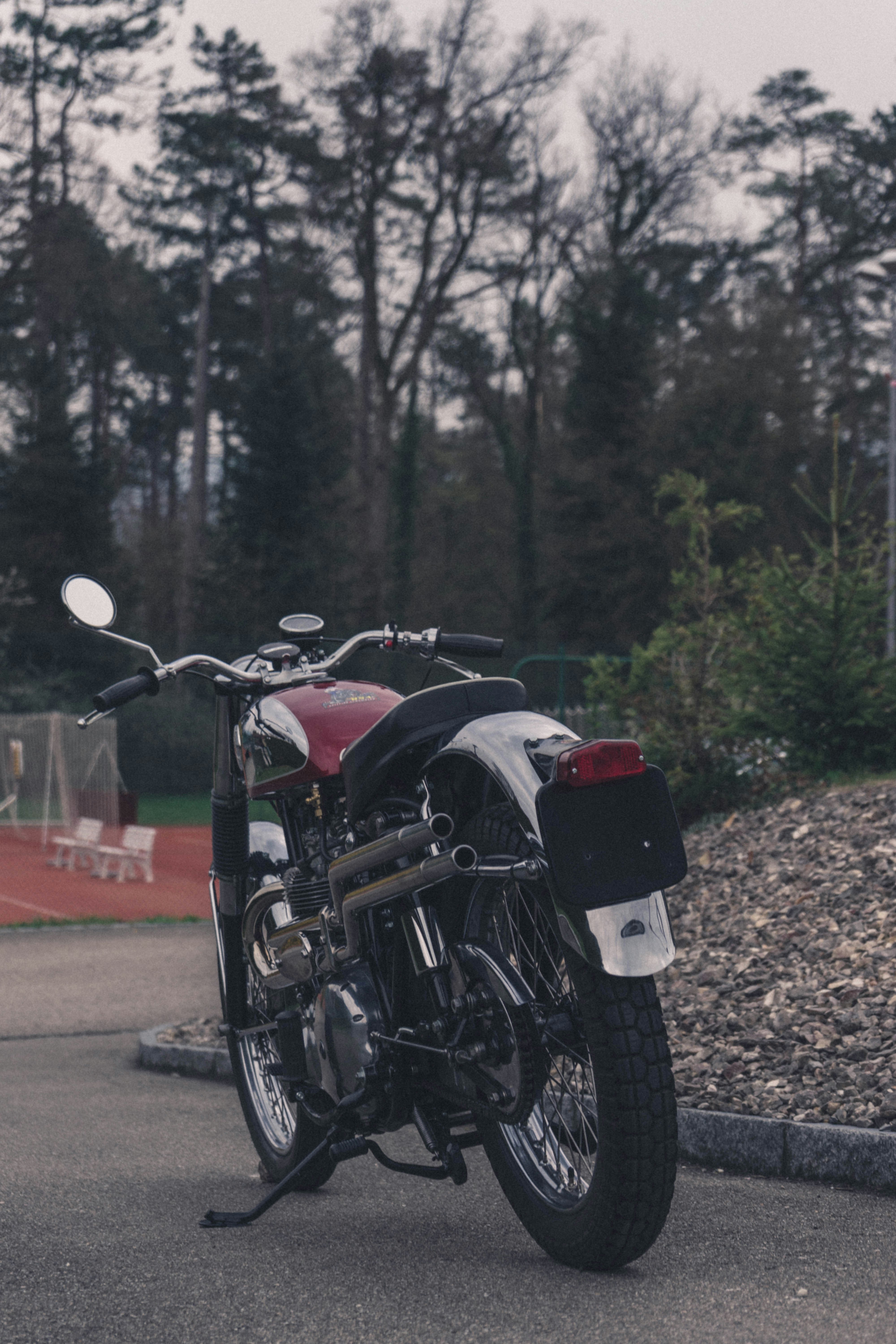 Red standard motorcycle on soil pathway photo – Free Marango rangarik ...