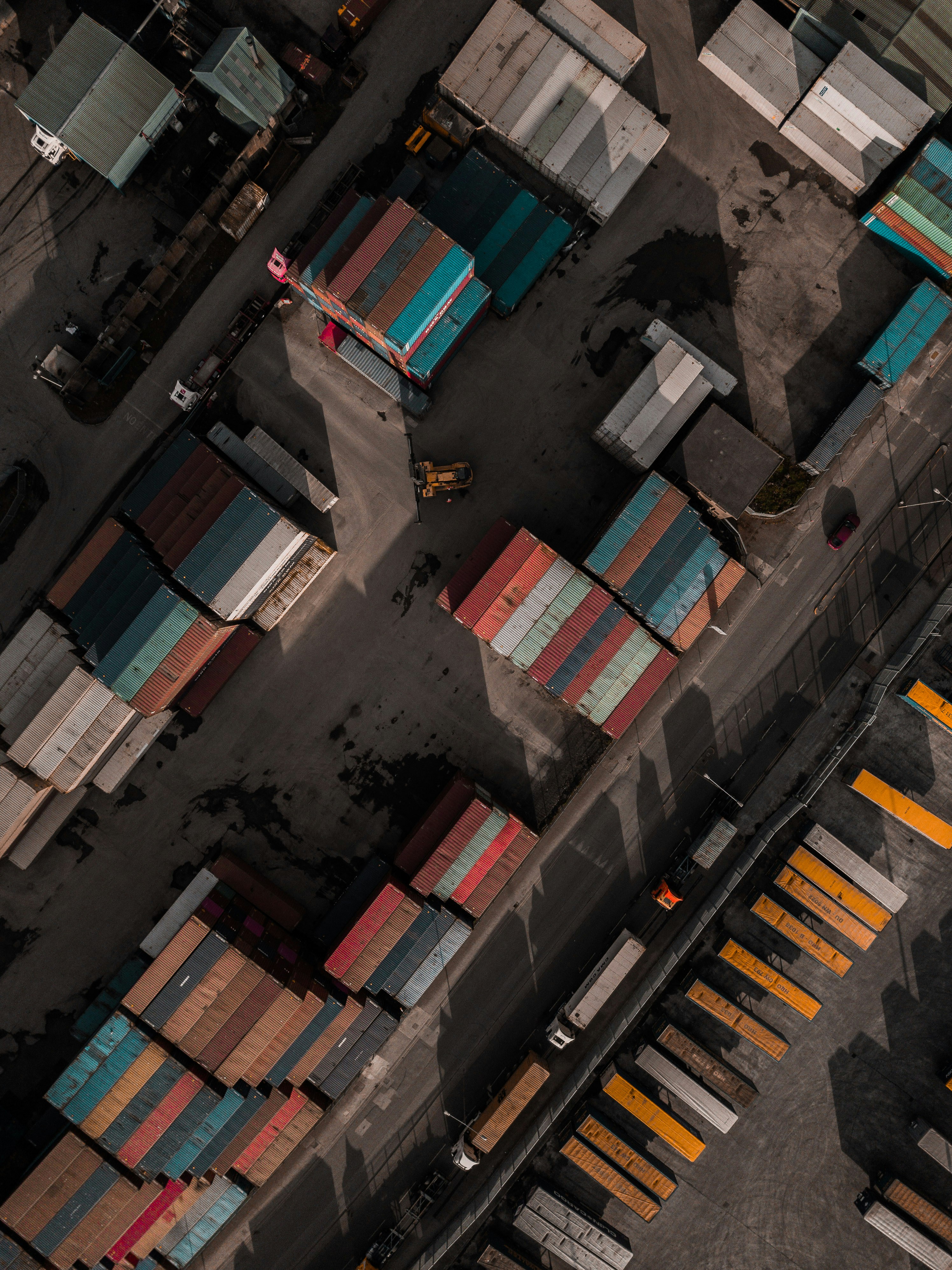 Bird's eye view of intermodal container lot photo – Free Ireland Image ...