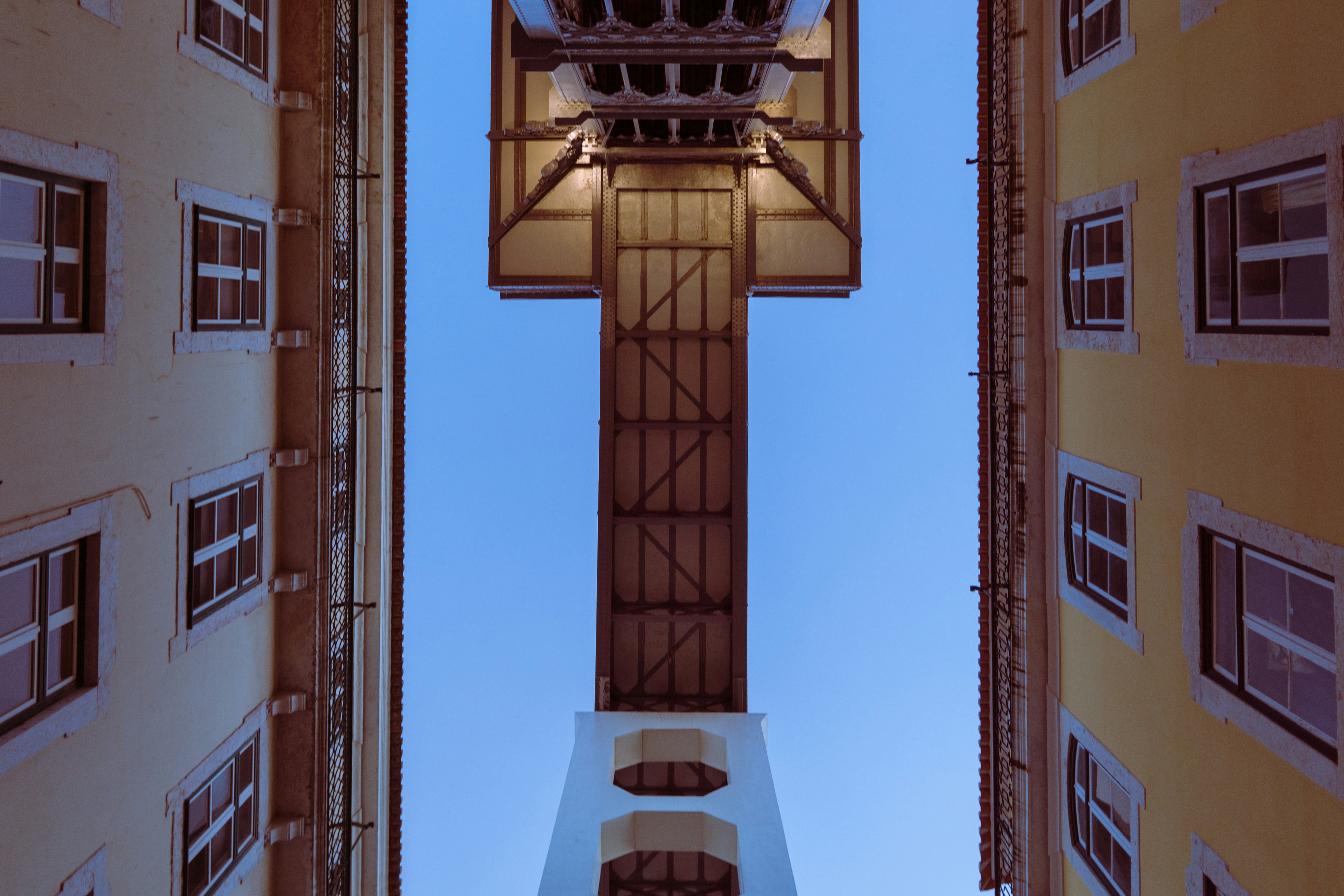 Vertical Skybridge: A Precise Perspective Between Warm Facades