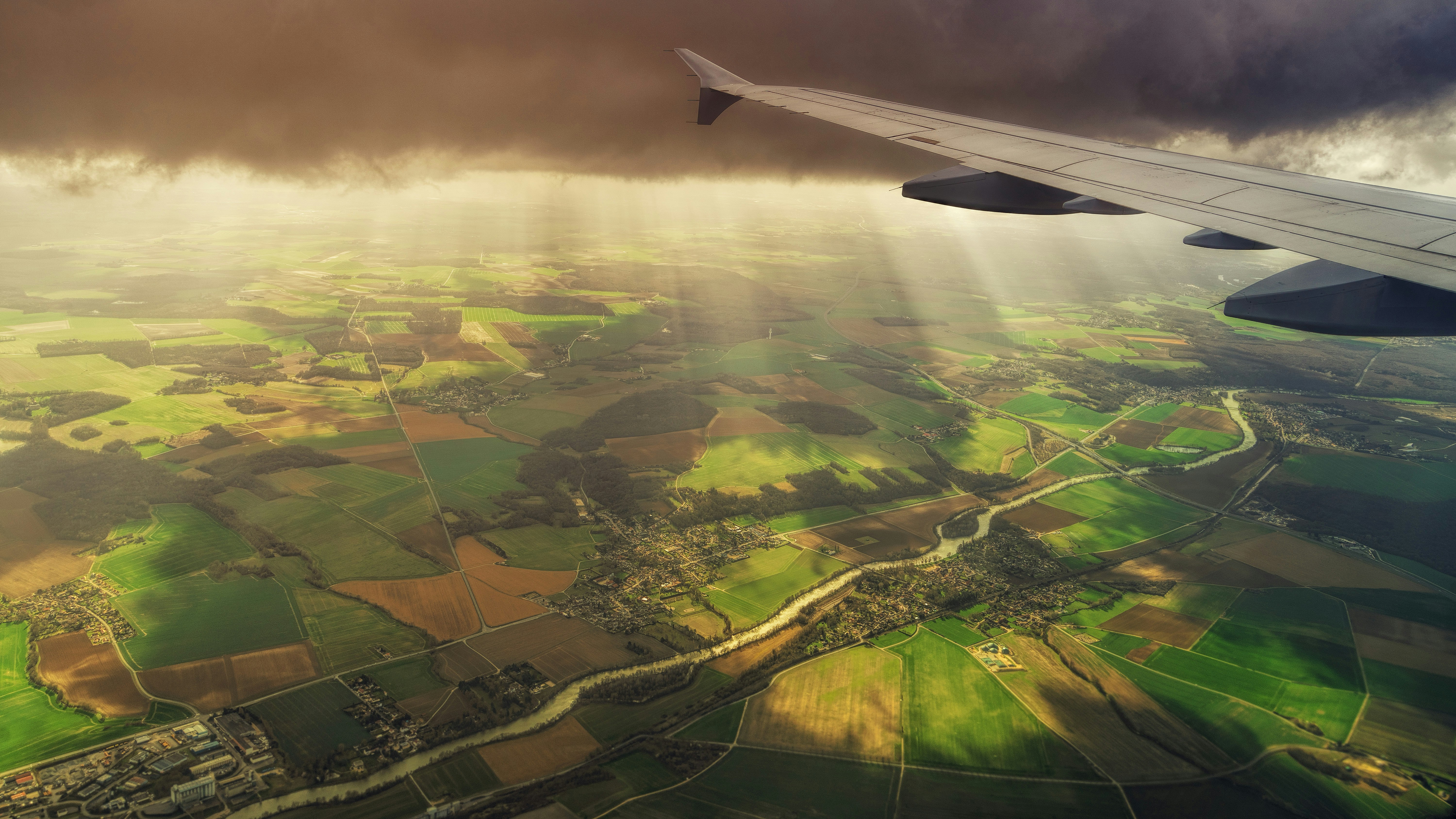 Patchwork of Farmlands From the Wing