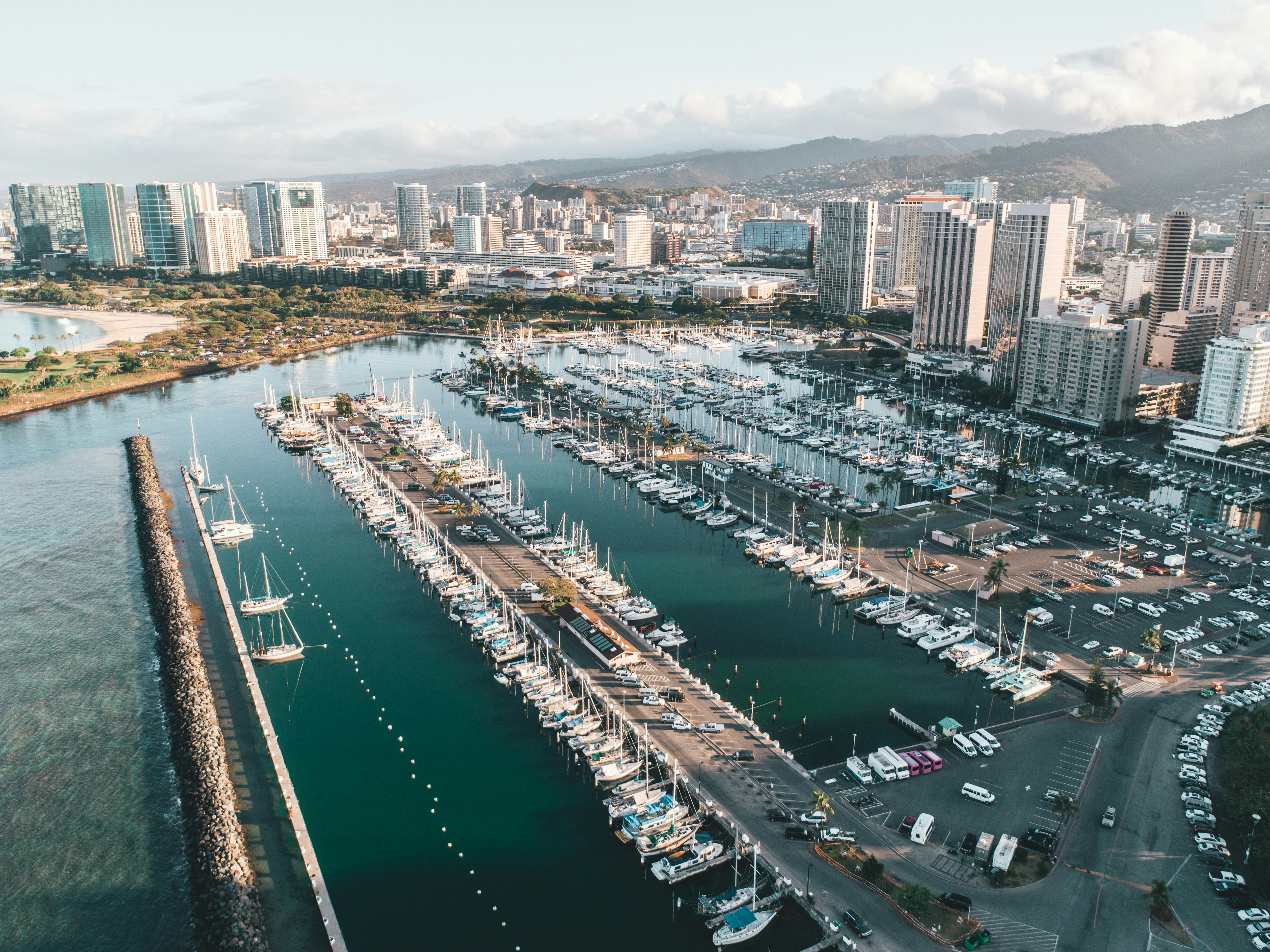 Urban Marina Morning: Aerial Harmony
