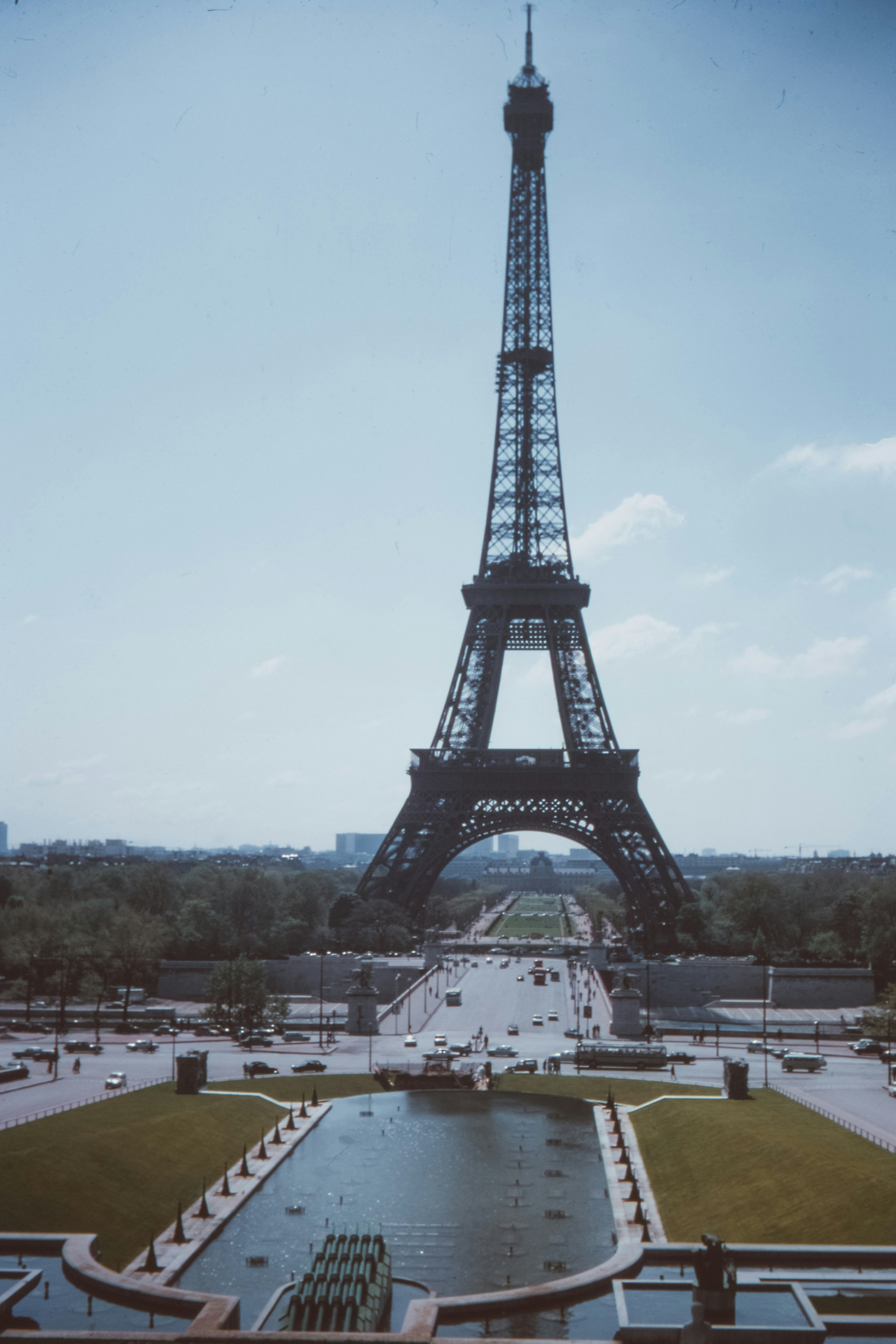 Parisian Axis: Eiffel Tower Framed by the Trocadéro Pools