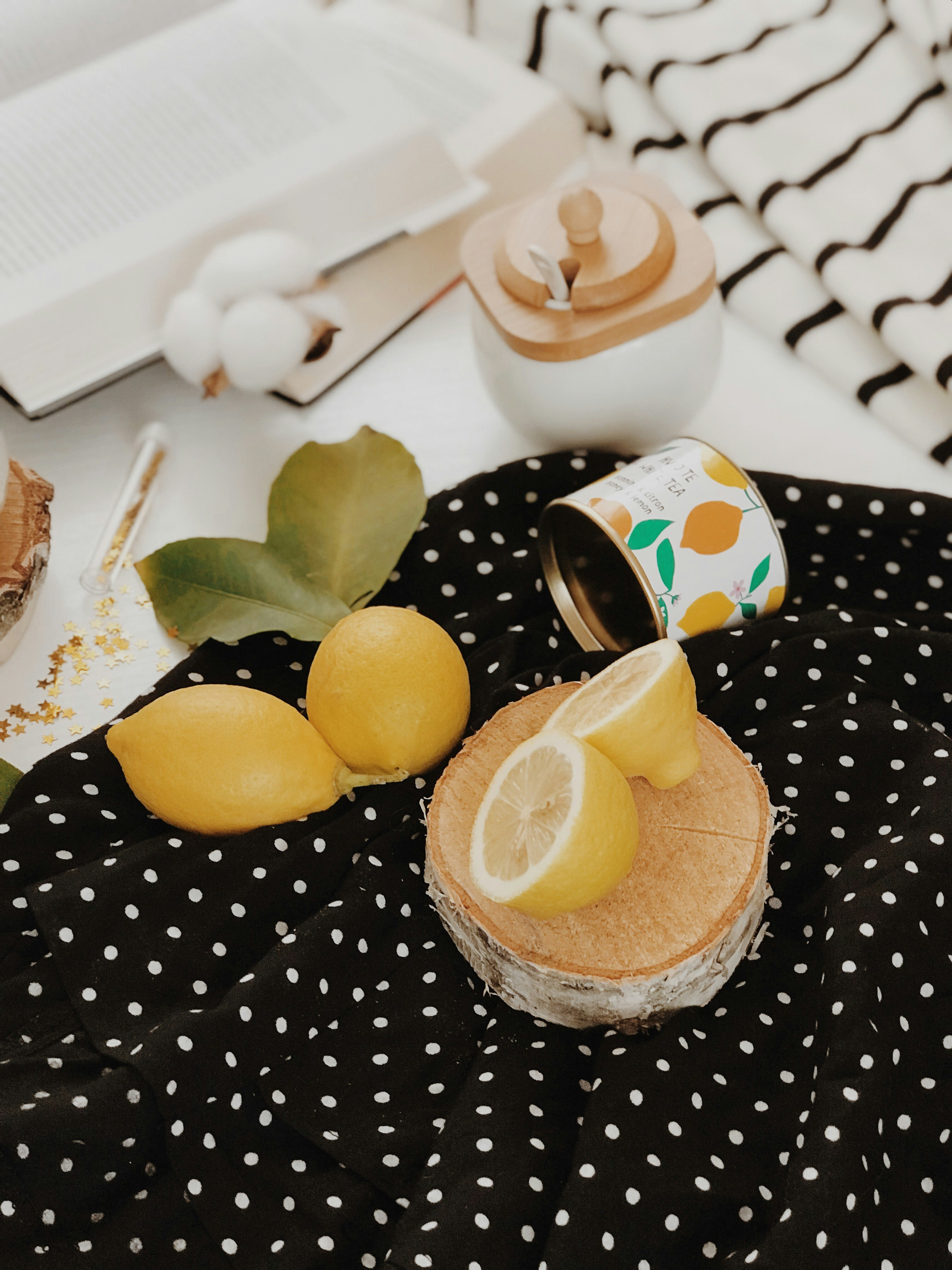 Citrus Still Life on a Polka-Dot Cloth