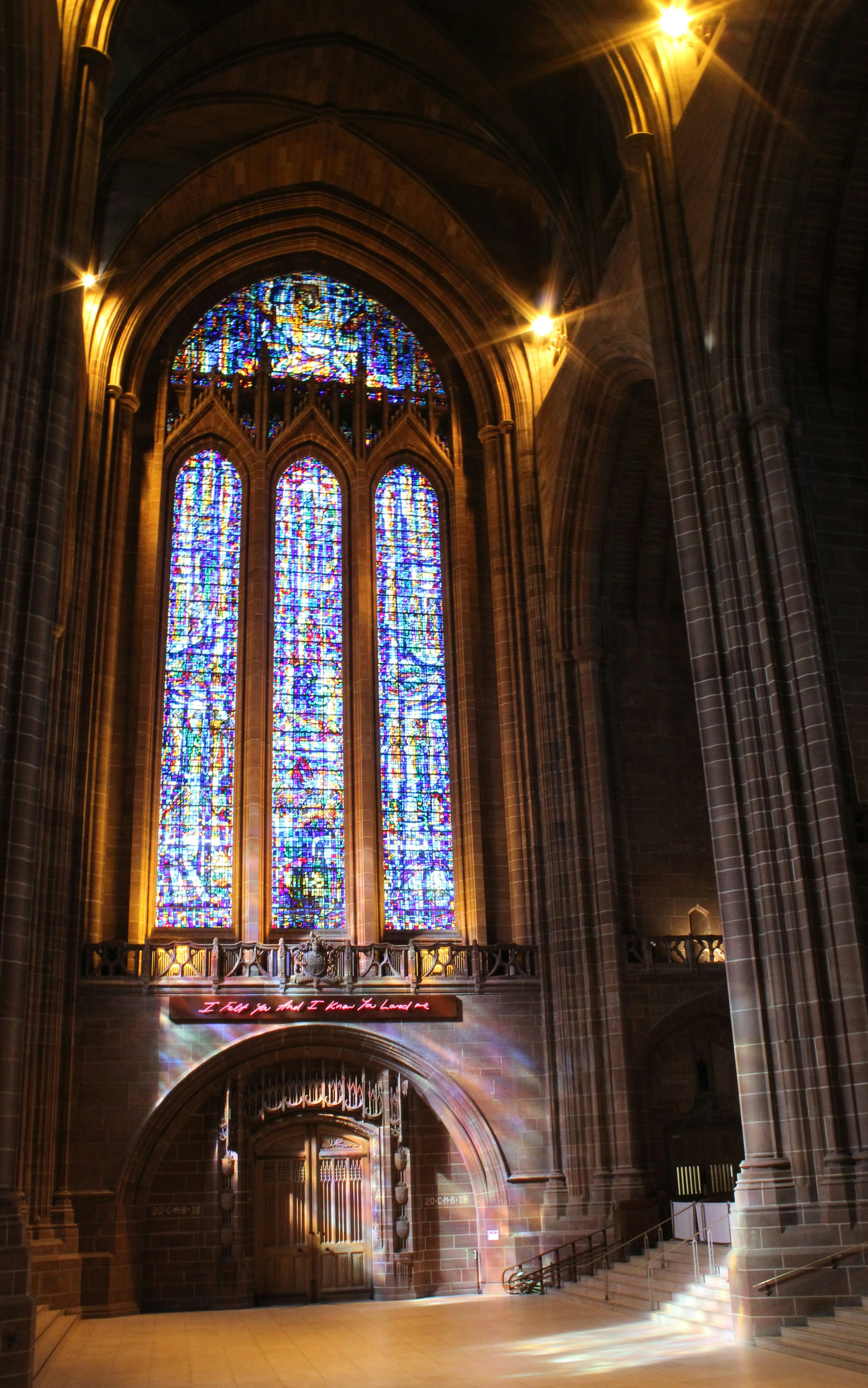 Stained Glass Lightfall in the Gothic Hall