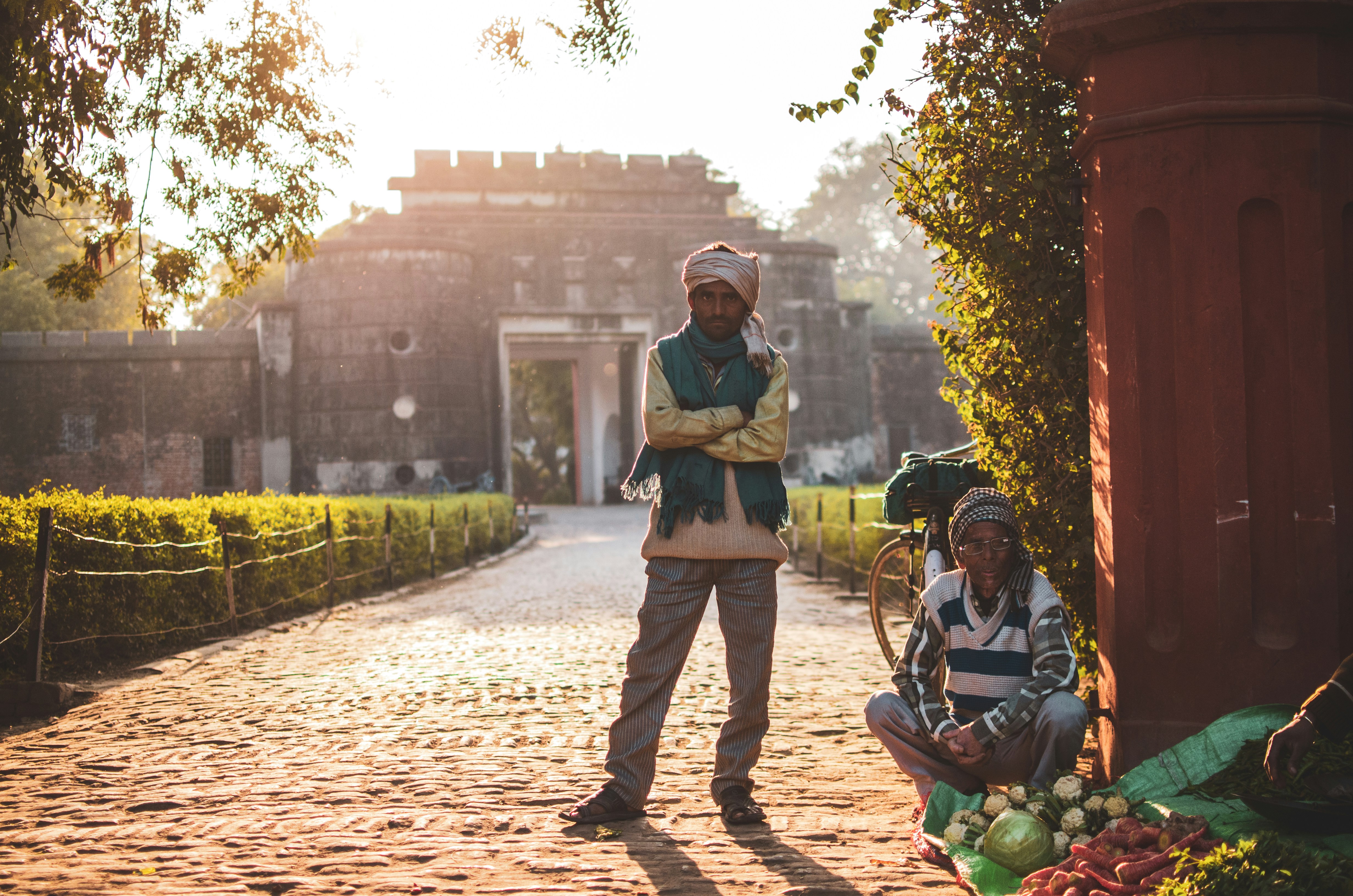 Sunlit Street Vendors by Ancient Gate