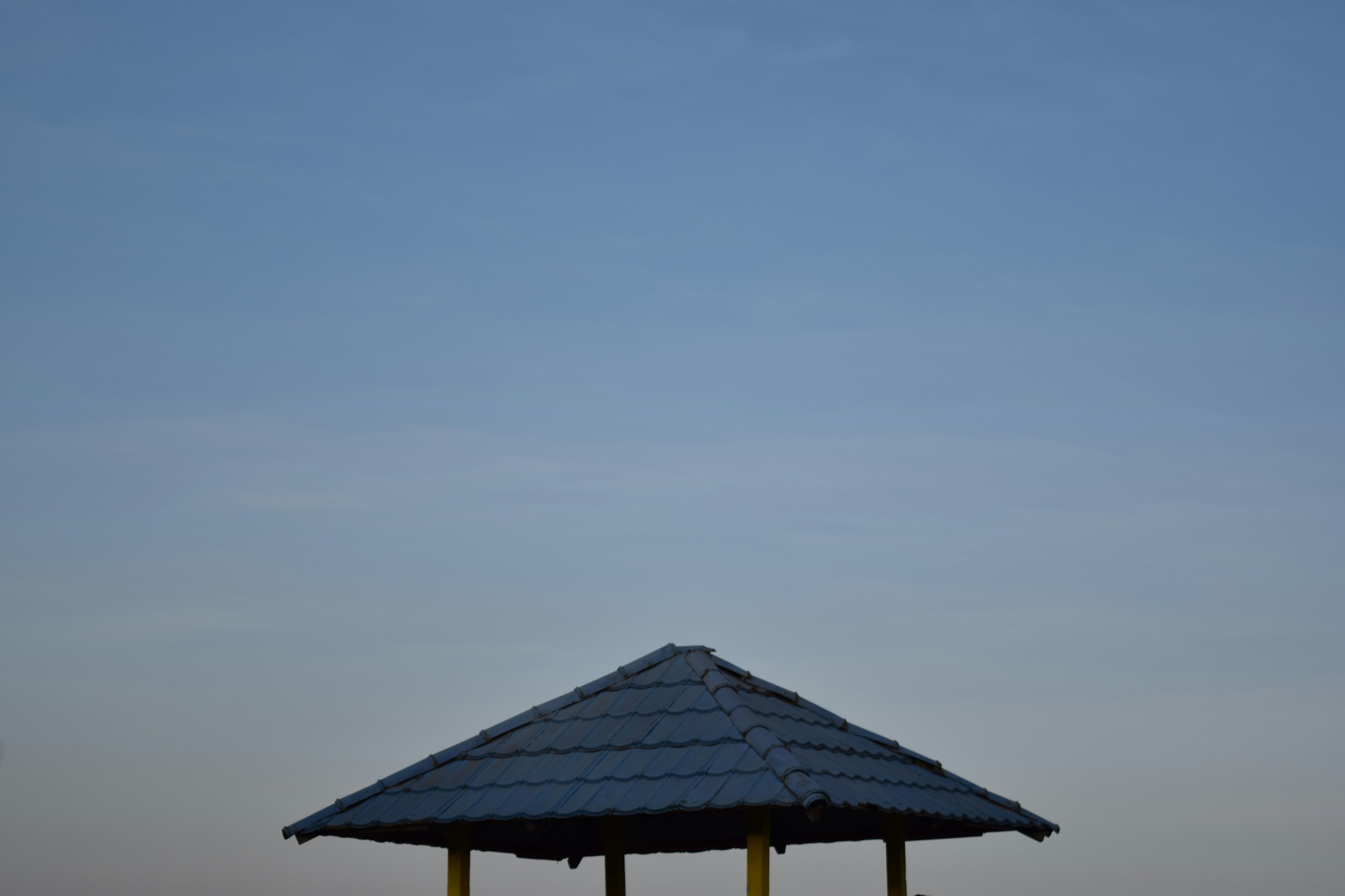 Tiled Gazebo Against a Wide Gradient Sky
