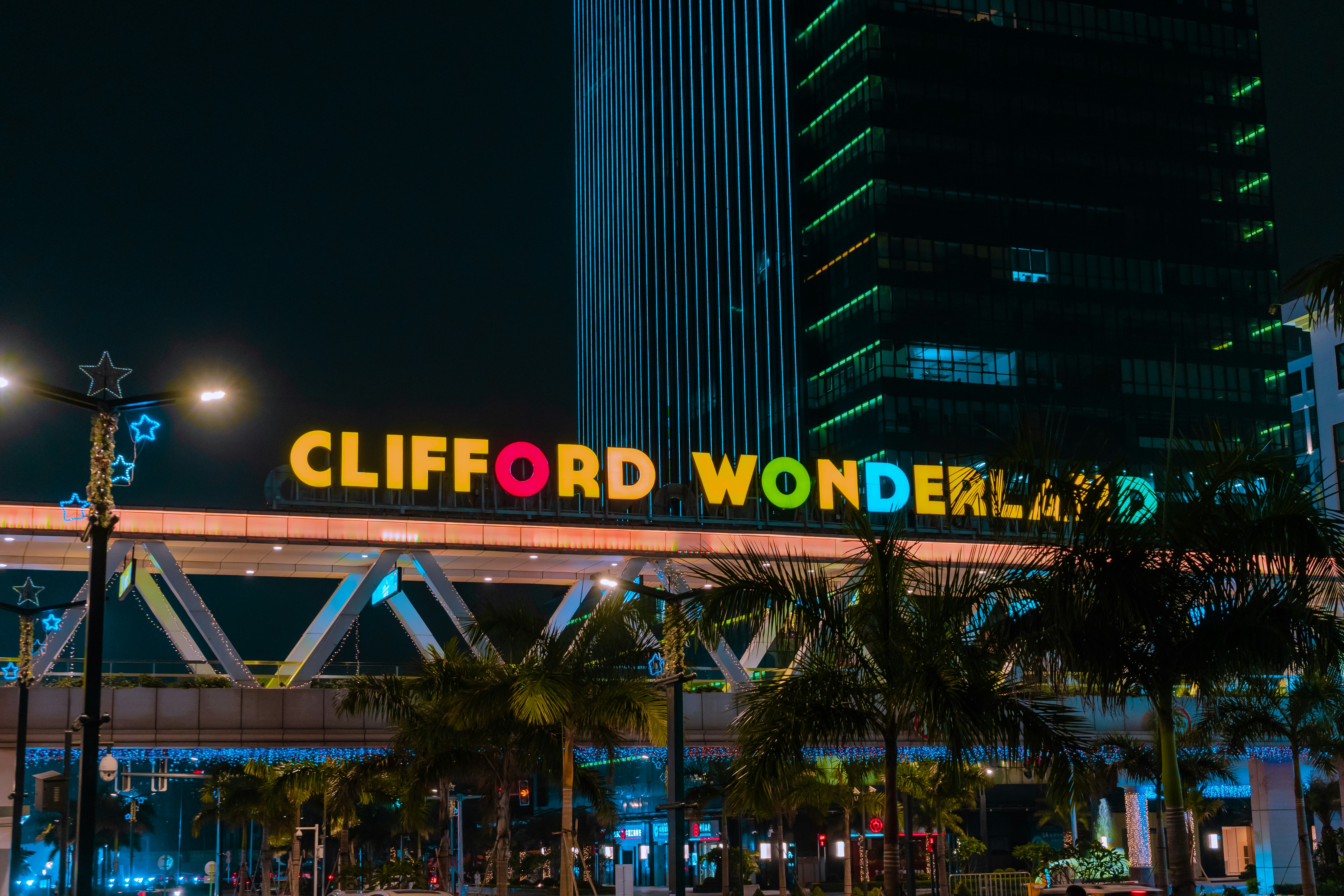 Clifford Wonderland lighted signage at night photo – Free Building ...