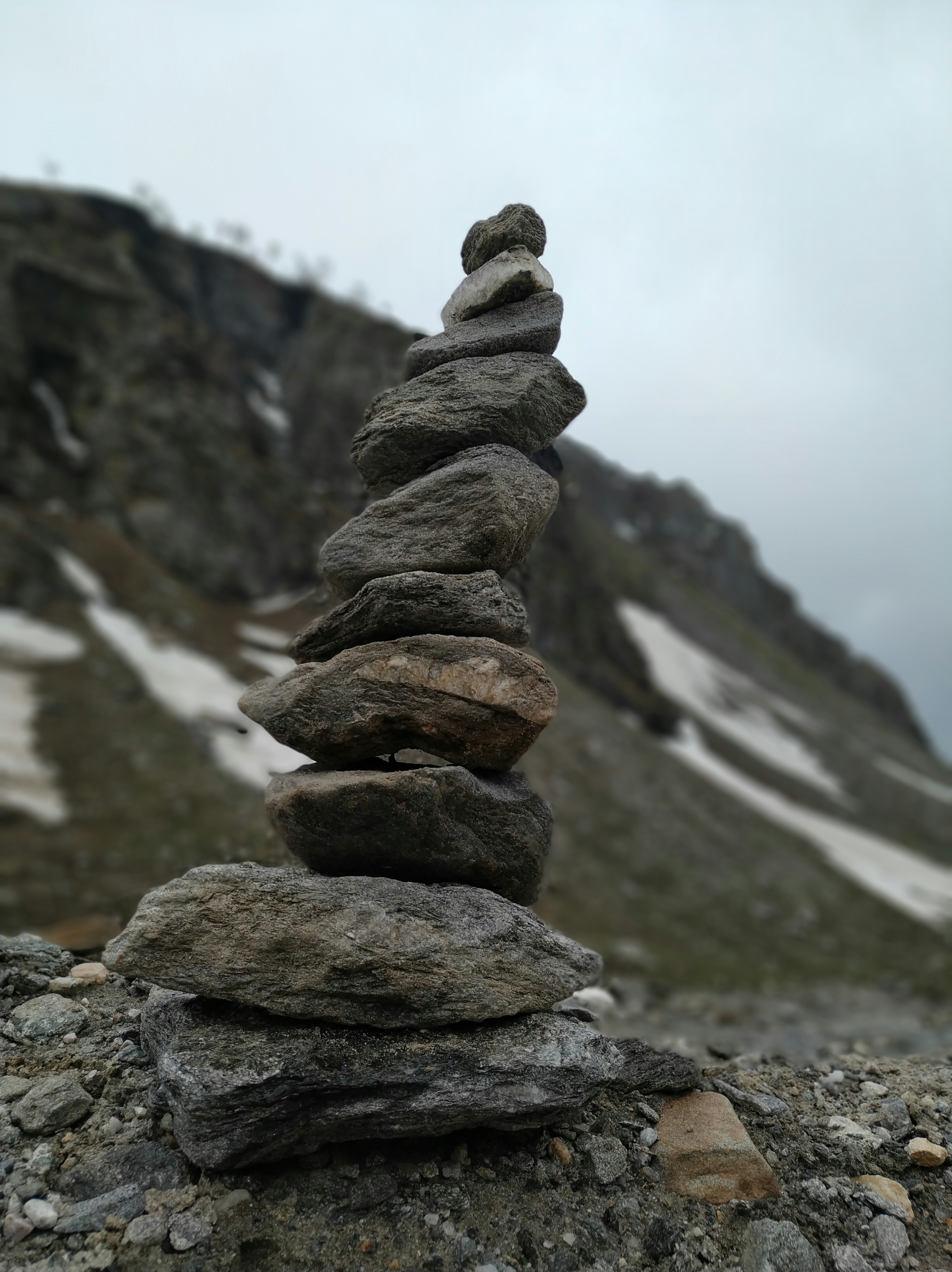 Ridge Cairn: A Deliberate Stone Stack on a Wind-swept Alpine SlopeSopan Shewale