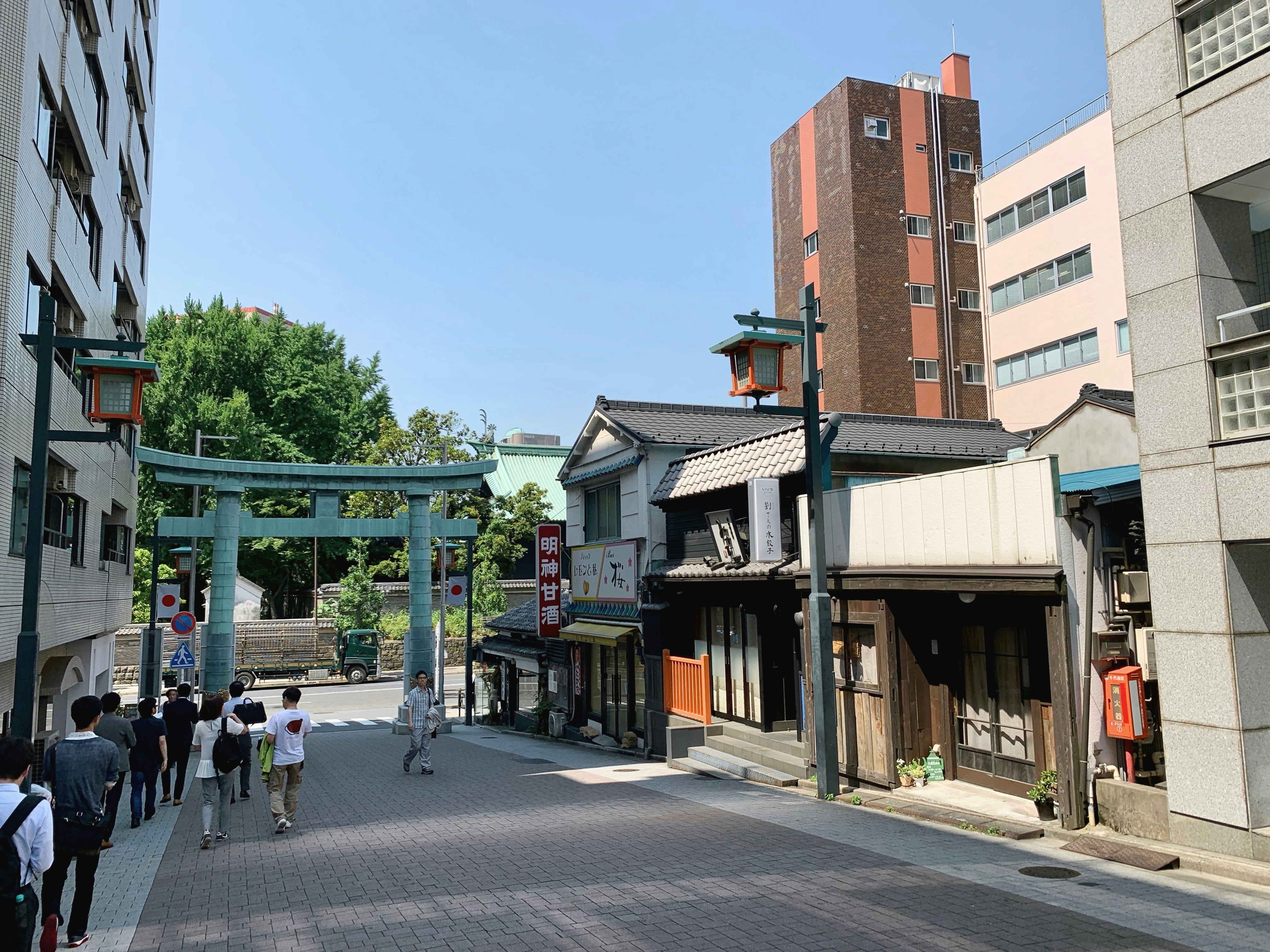 The hill leading up to the main entrance of the Kanda Shrine.

Kanda Shrine (神田明神 Kanda-myōjin, officially 神田神社 Kanda-jinja), is a Shinto shrine located in Chiyoda, Tokyo, Japan. The shrine dates back 1,270 years, but the current structure was rebuilt several times due to fire and earthquakes. It is situated in one of the most expensive estate areas in Tokyo. Kanda Shrine was an important shrine to both the warrior class and citizens of Japan, especially during the Edo period, when shōgun Tokugawa Ieyasu paid his respects at Kanda Shrine. Due in part to the proximity of the Kanda Shrine to Akihabara, the shrine has become a mecca for the technophiles who frequent Akihabara.
