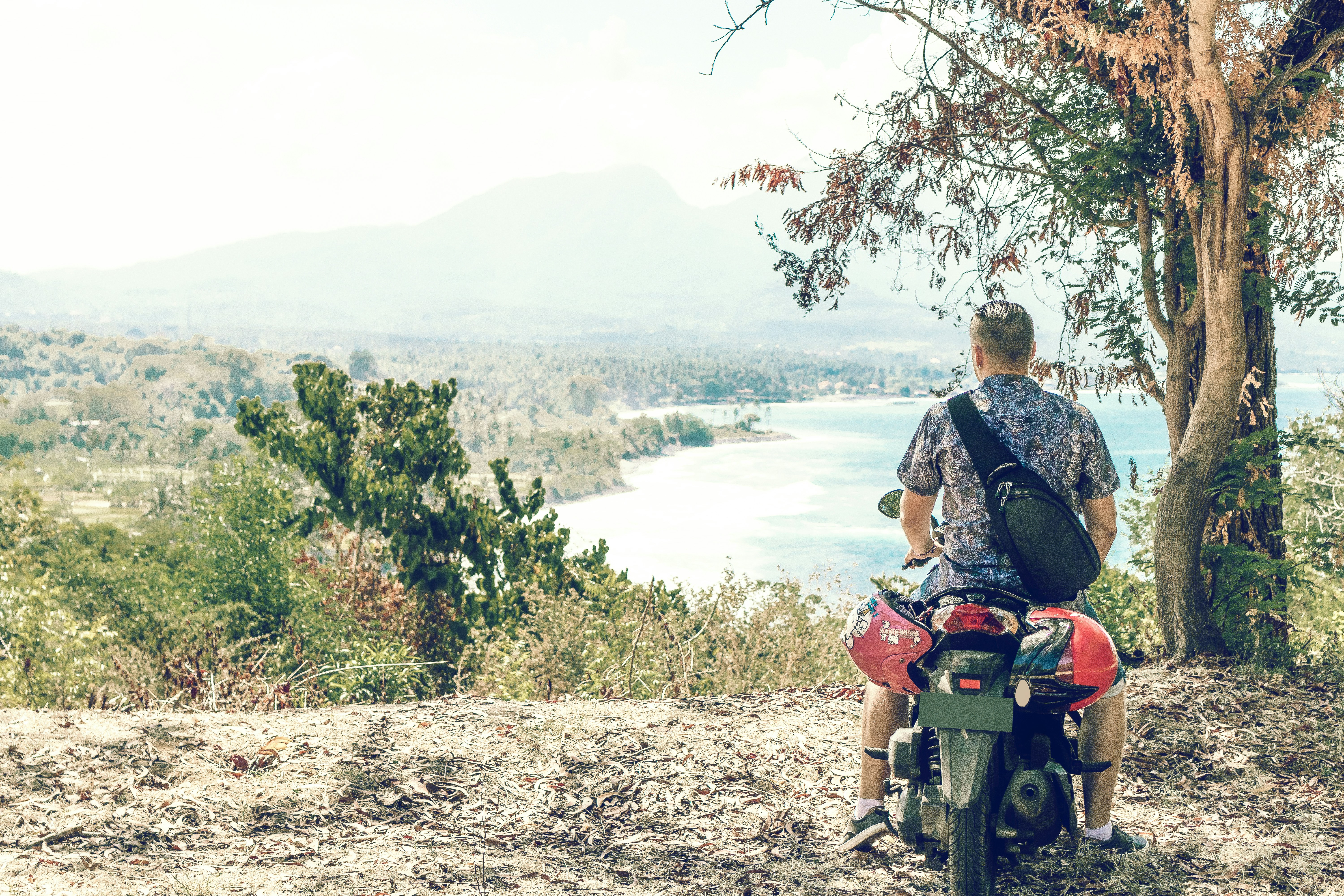 Rider at the Edge: A Quiet Overlook Toward the River Valley
