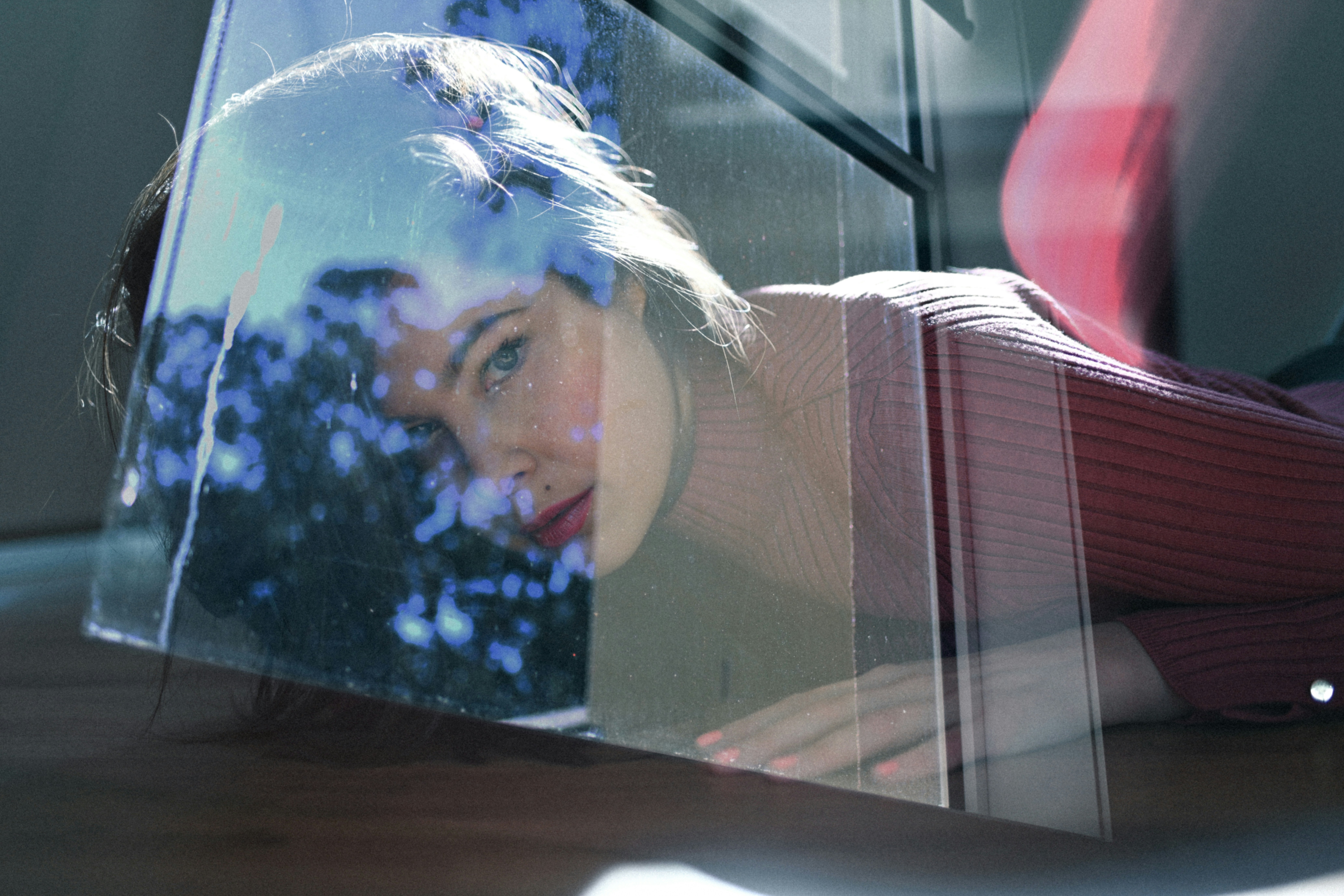 Reflected Portrait through a Car Window