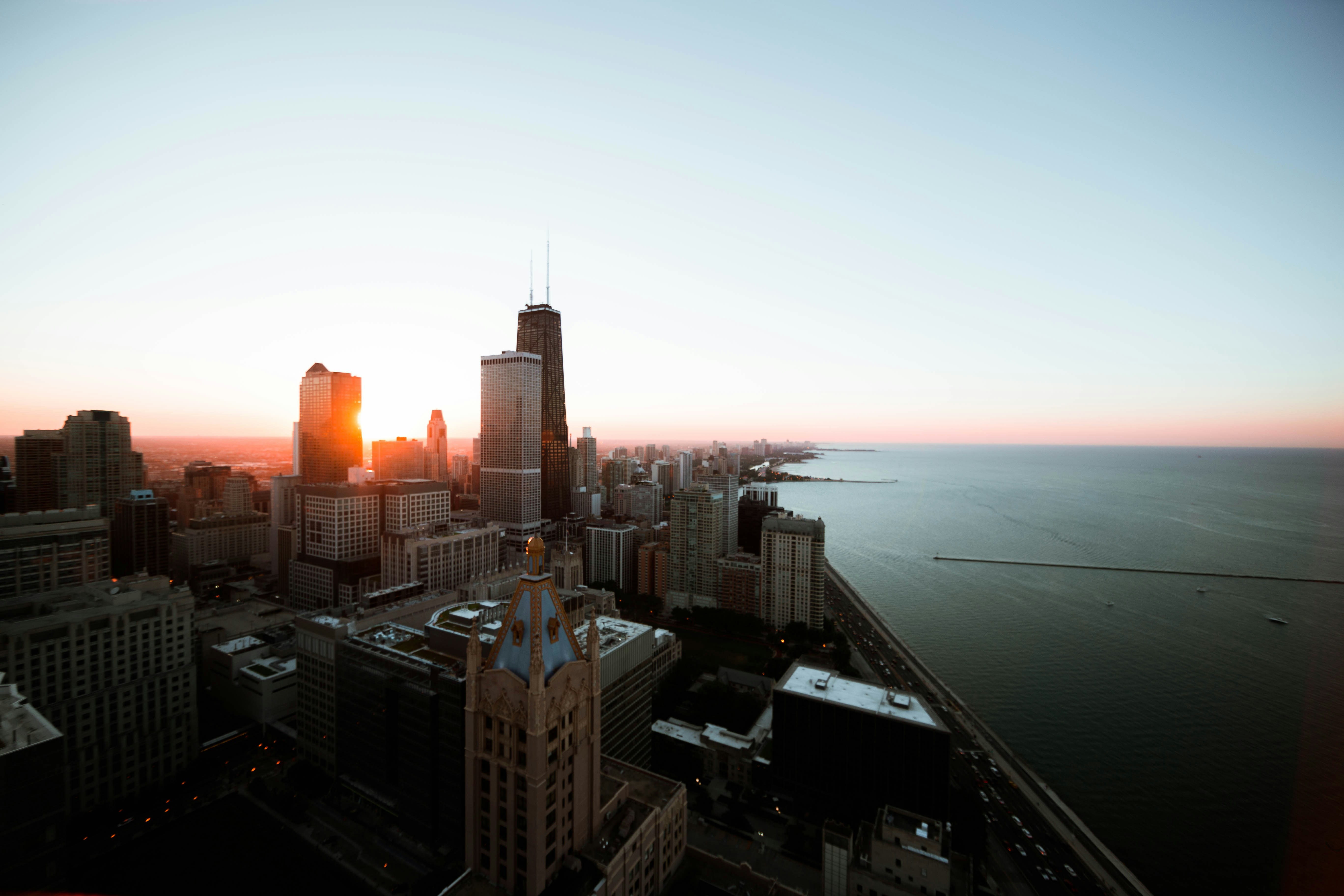 Dawn Over the River City: First Light on the Skyscrapers